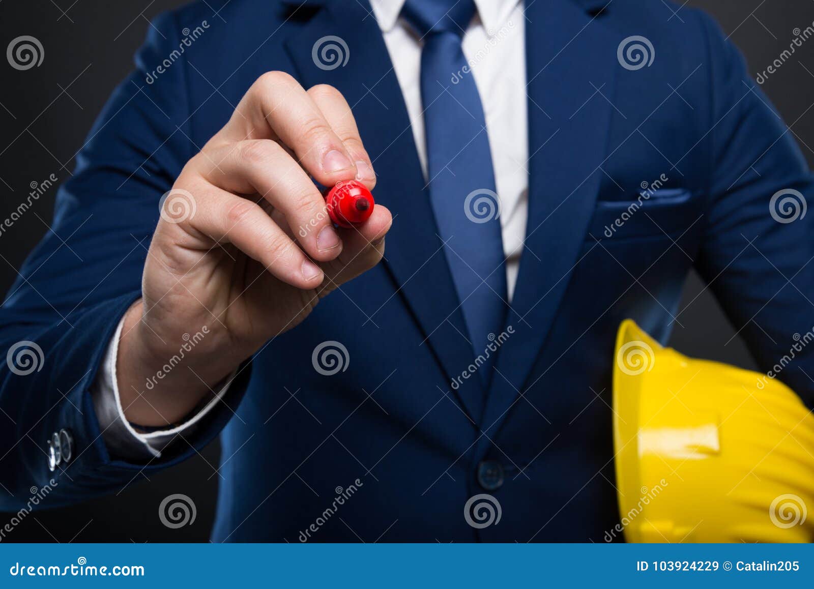 Male Architect or Constructor Taking Notes on Screen Stock Image ...