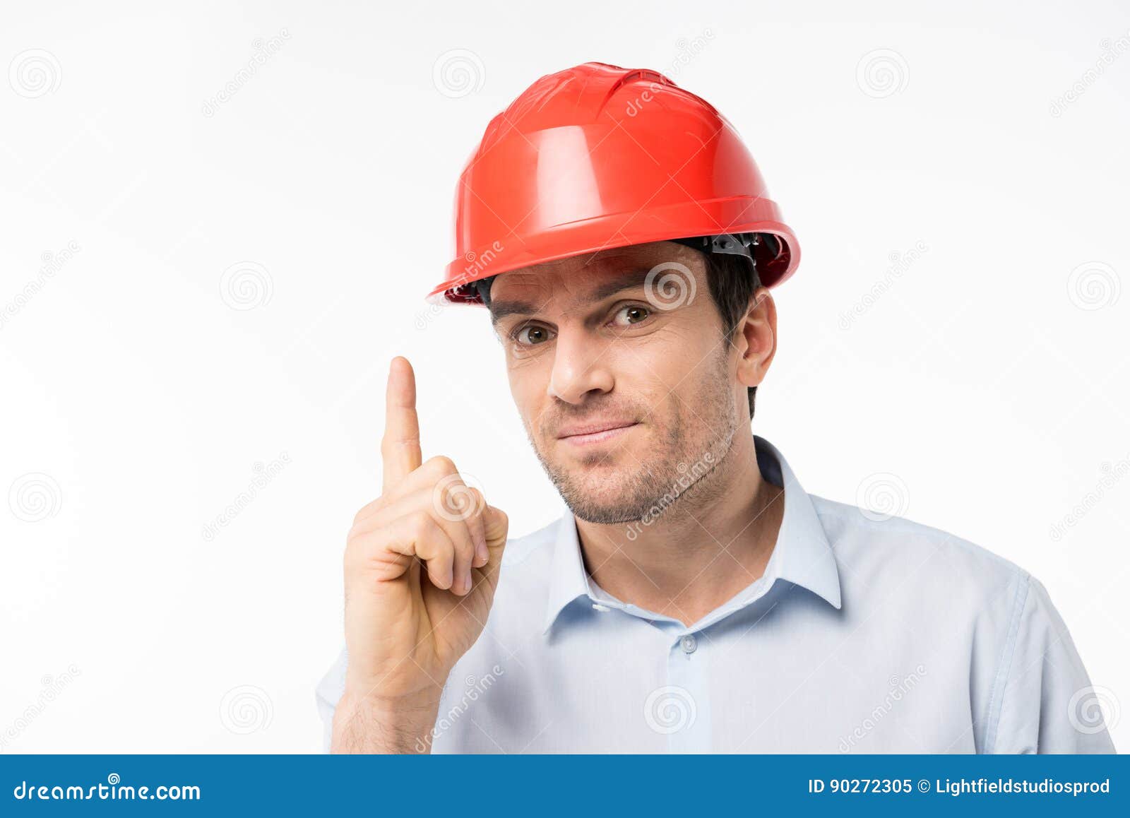 Male architect in hard hat stock image. Image of worker - 90272305