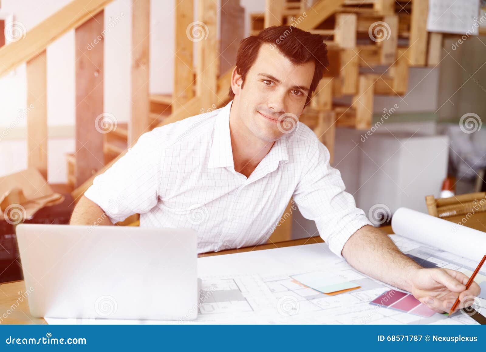 Male architect in office stock image. Image of modern - 68571787