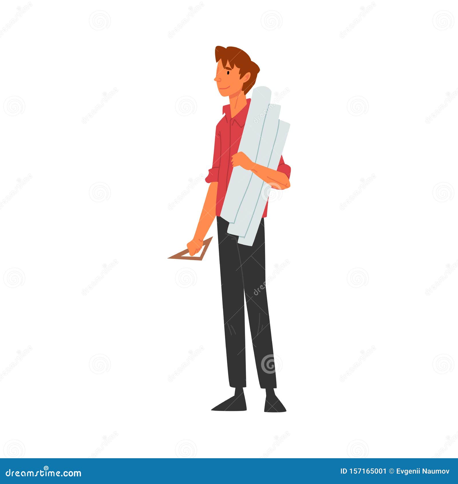 Male Architect, Professional Construction Worker Engineer Character ...