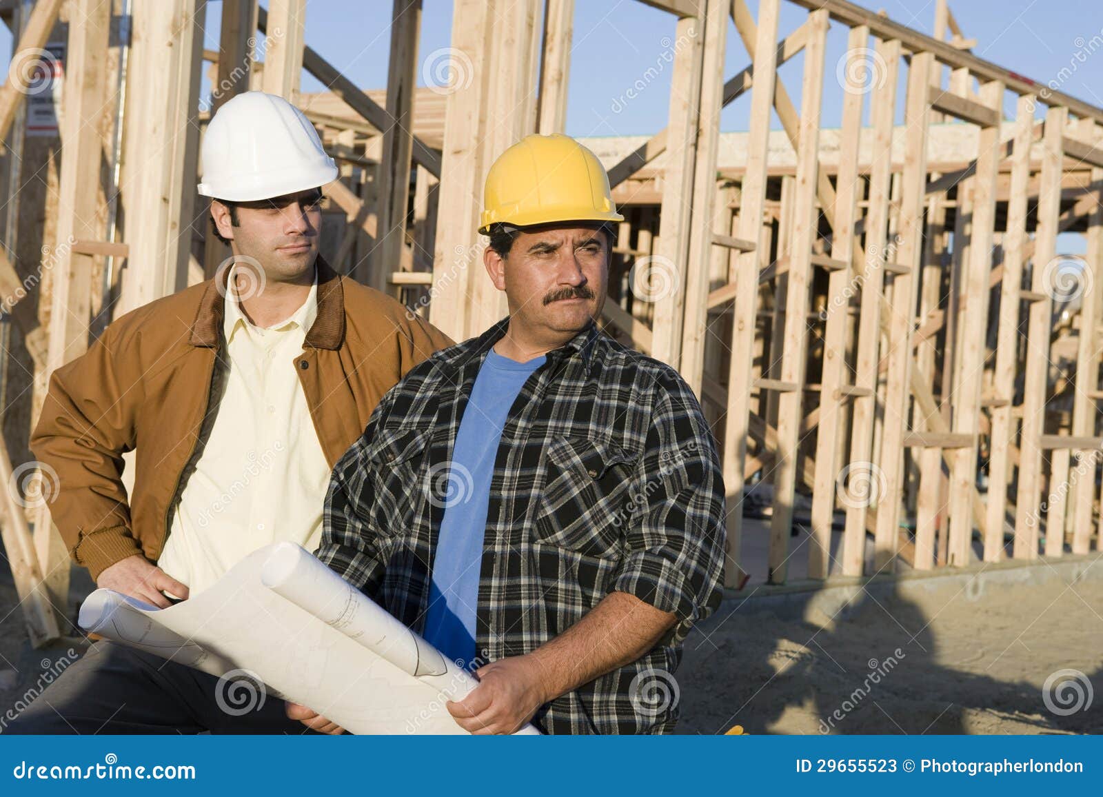 Male Architects at Construction Site Stock Image - Image of multiethnic ...