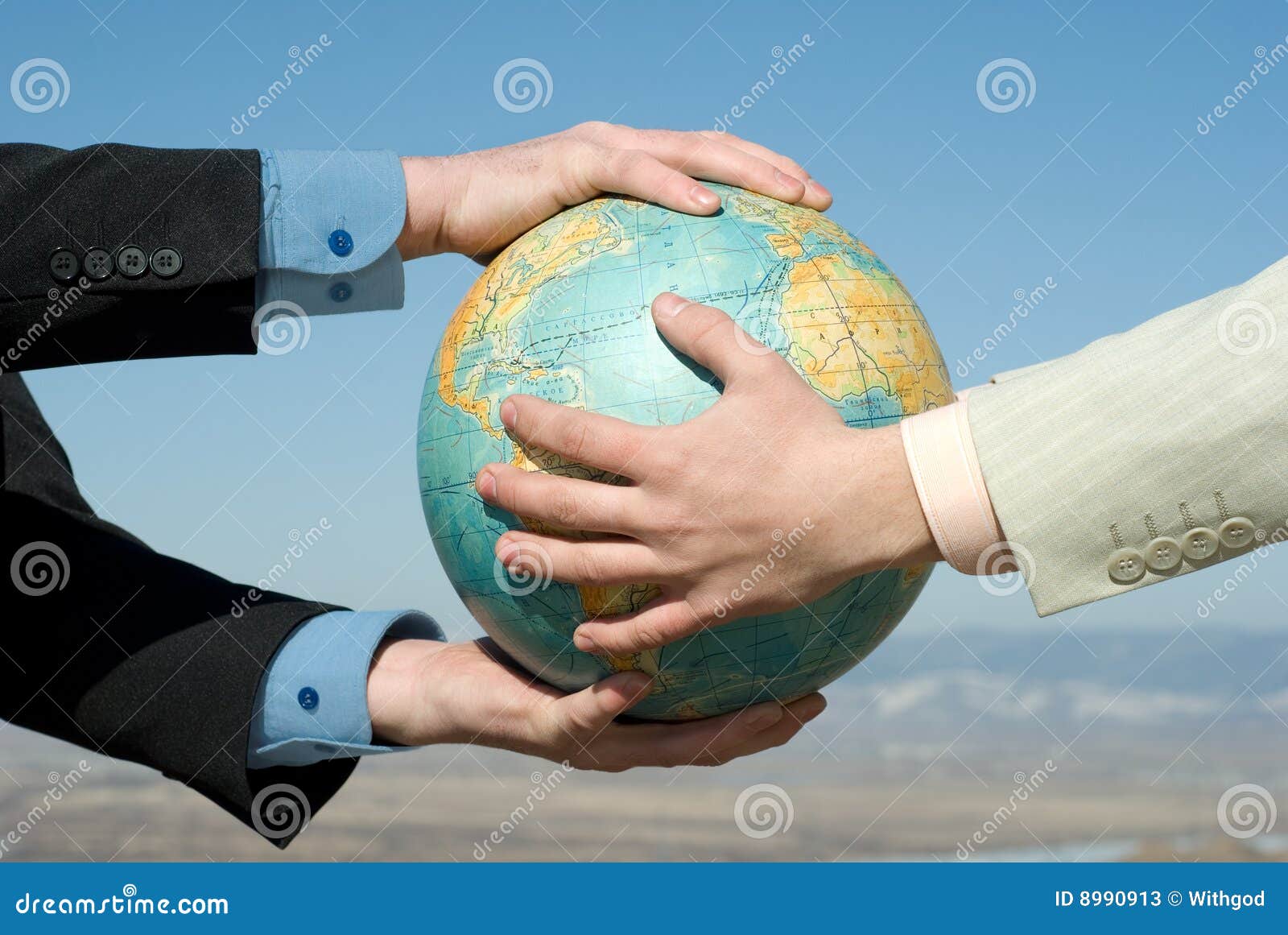 Male arms on earth globe stock image. Image of globe, sleeves - 8990913