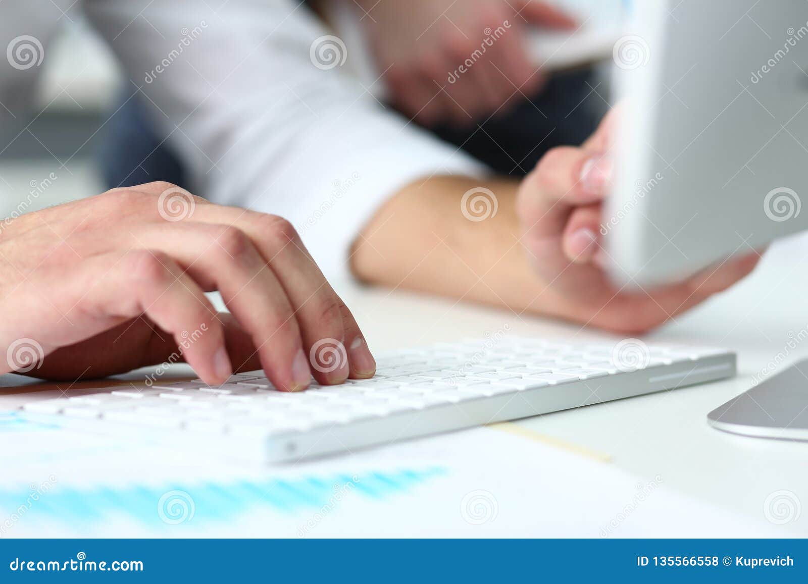 Male Arms in Suit Typing on Silver Keyboard Using Computer Pc Stock ...