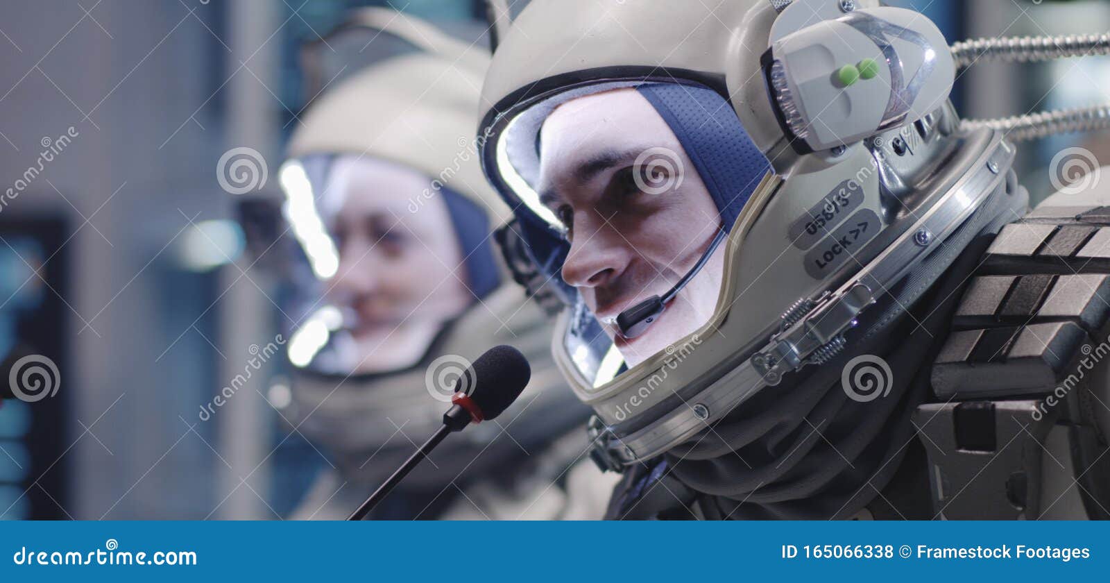 Male Astronaut Talking at Press Conference Stock Photo - Image of ...