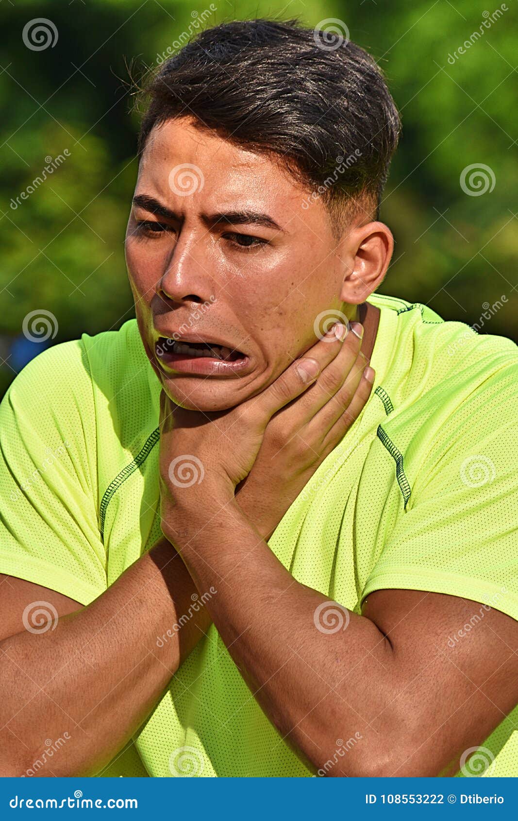Male Athlete Choking stock photo. Image of athletics - 108553222