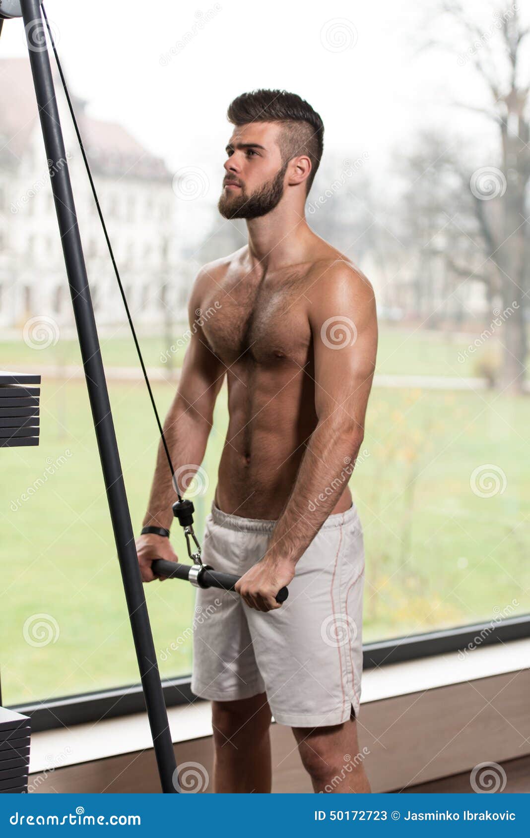 Male Athlete Doing Heavy Weight Exercise for Triceps Stock Image ...