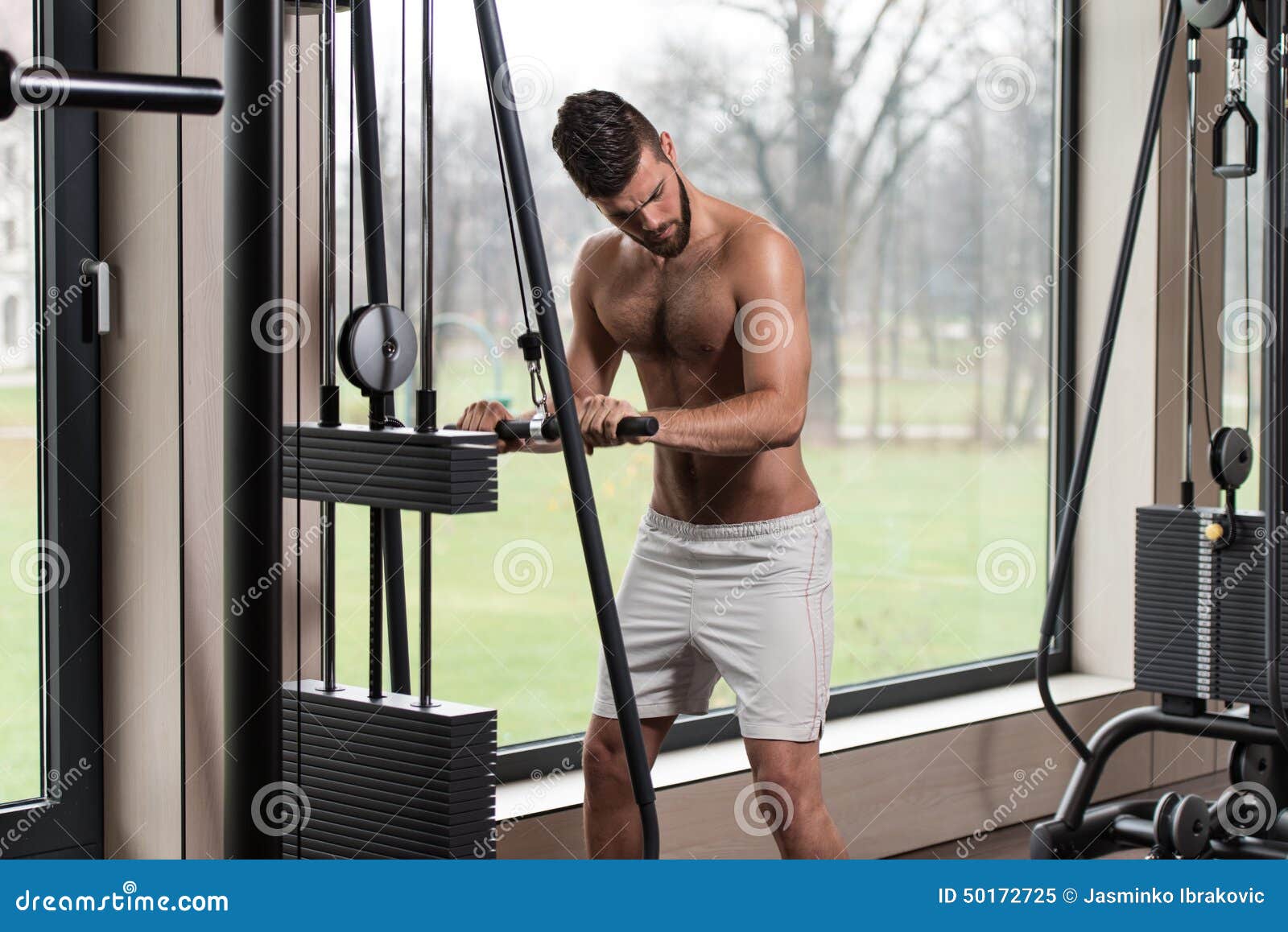 Male Athlete Doing Heavy Weight Exercise for Triceps Stock Image ...