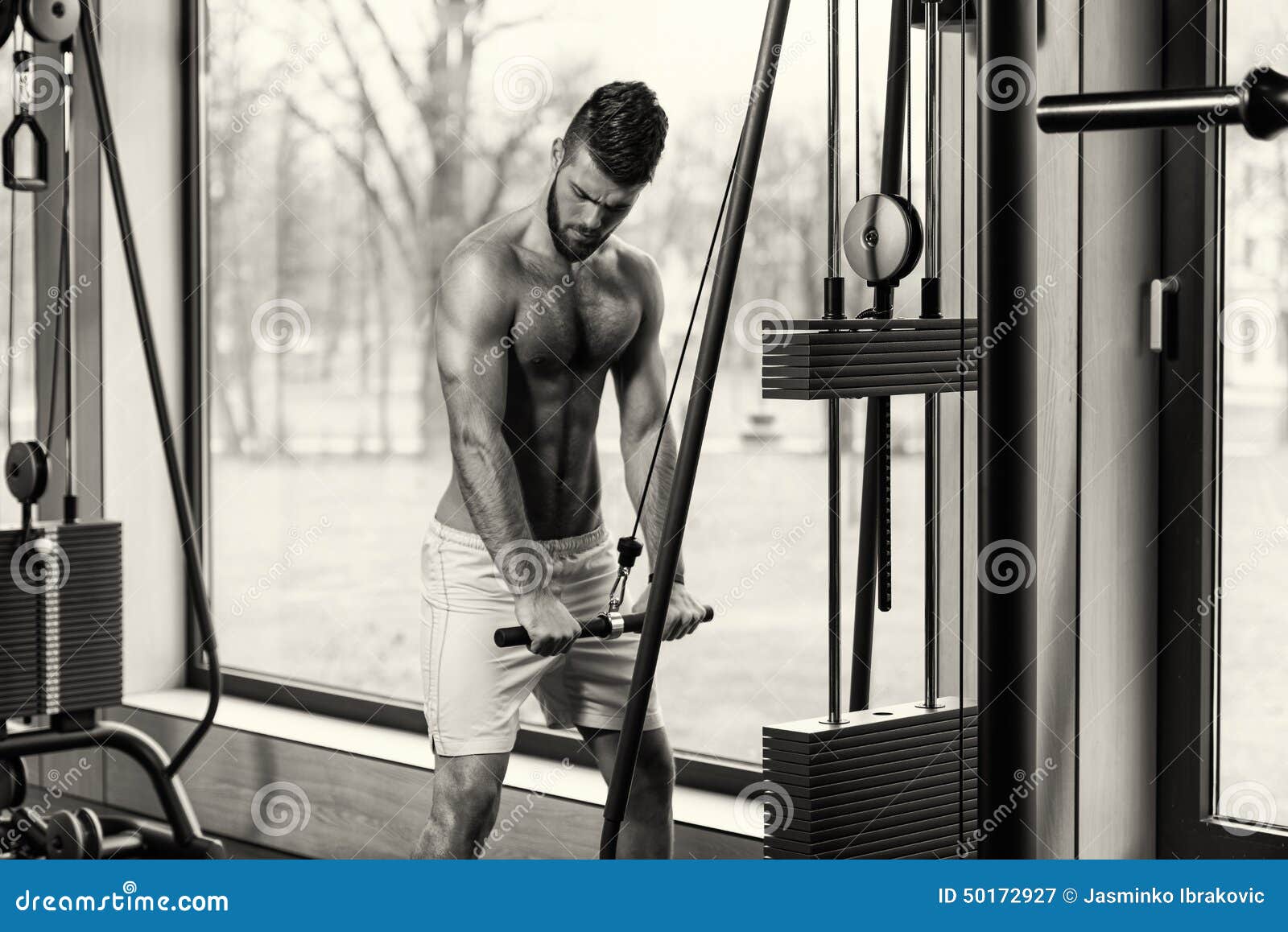 Male Athlete Doing Heavy Weight Exercise for Triceps Stock Image ...