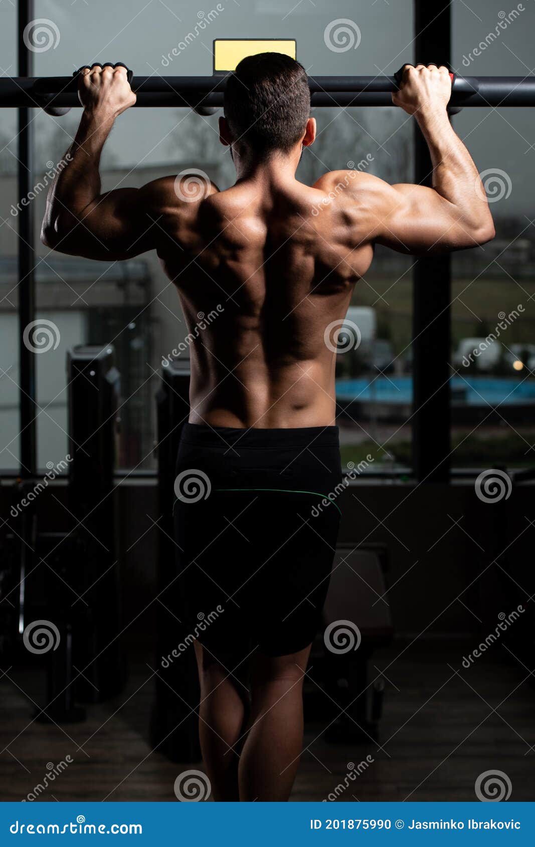 Male Athlete Doing Pull Ups Stock Photo - Image of abdominal ...