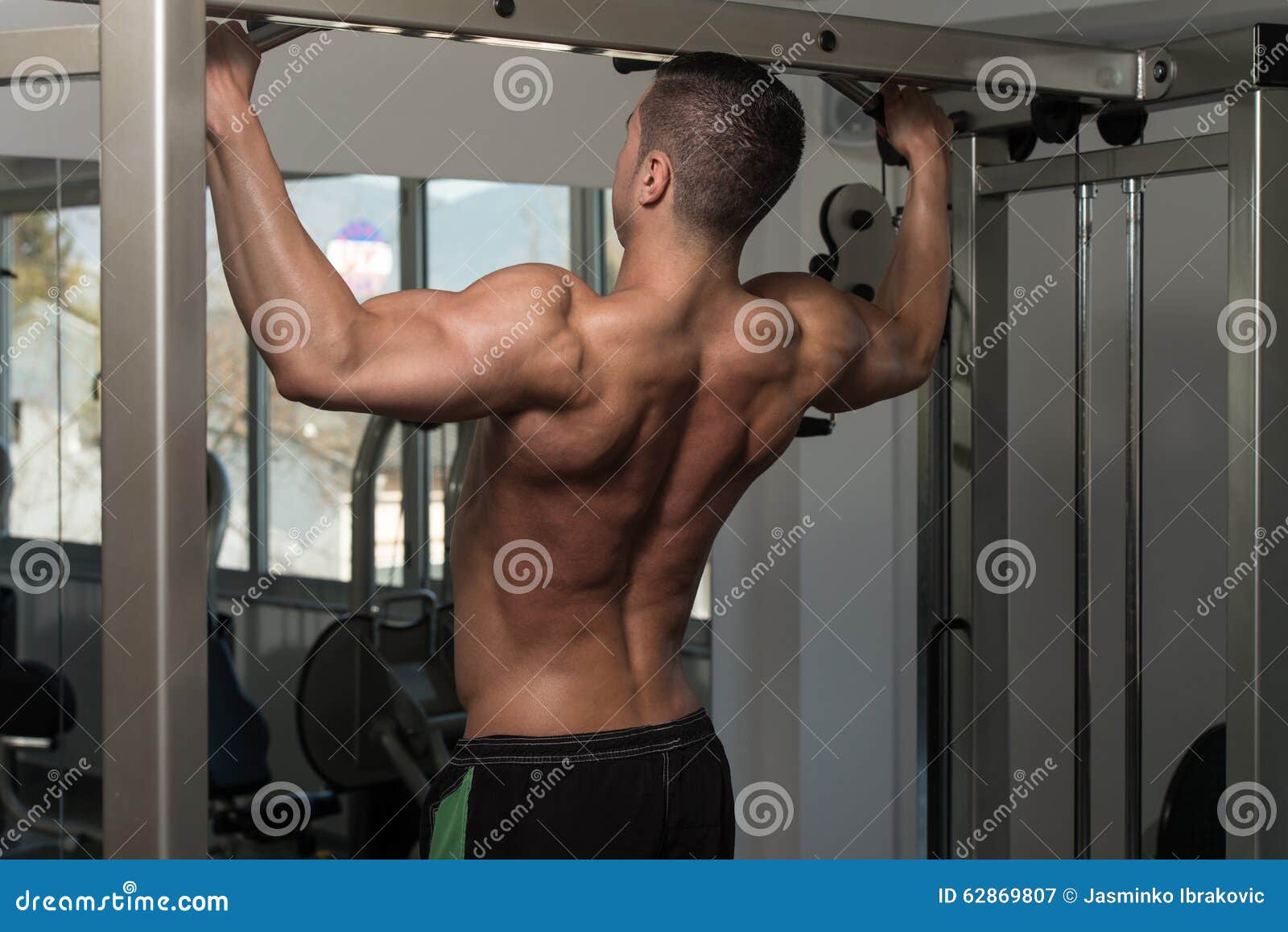 Male Athlete Doing Pull Ups Stock Image - Image of attractive ...