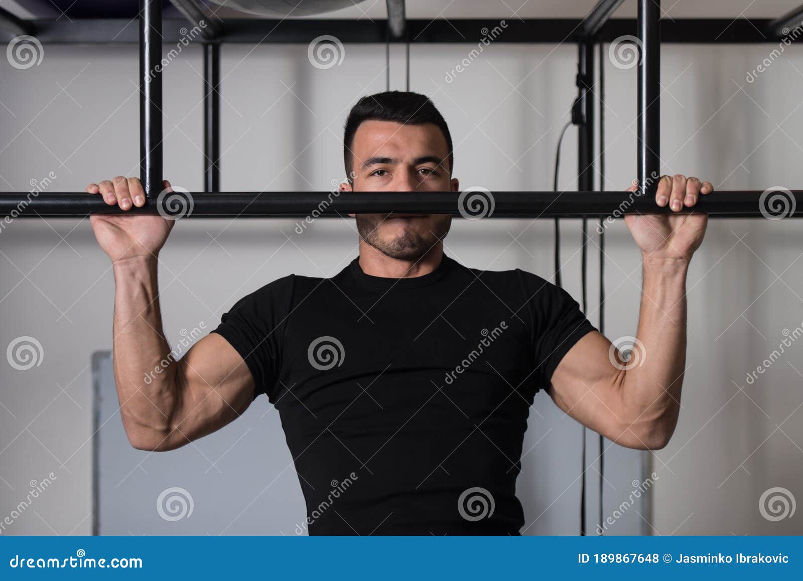 Male Athlete Doing Typewriter Pull Ups Stock Photo - Image of fitness ...