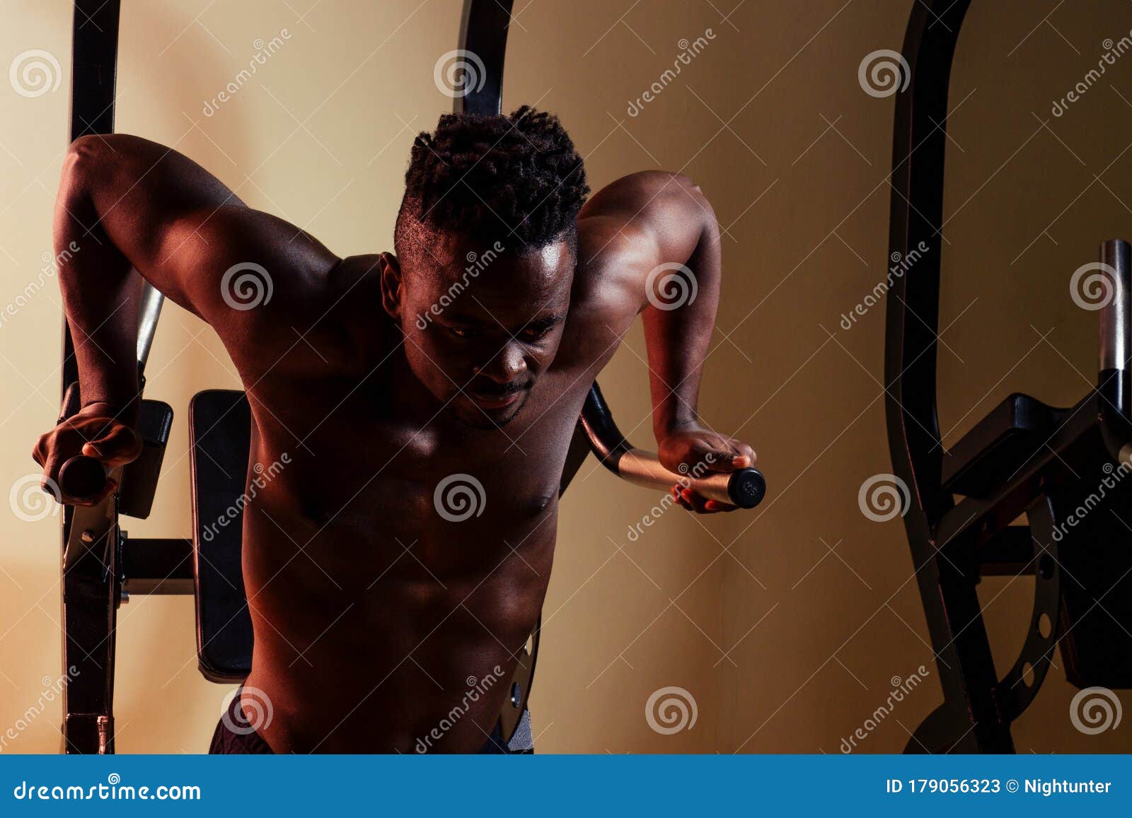 Male Athlete with Dreadlocks Working Out in the Gym Stock Image - Image ...