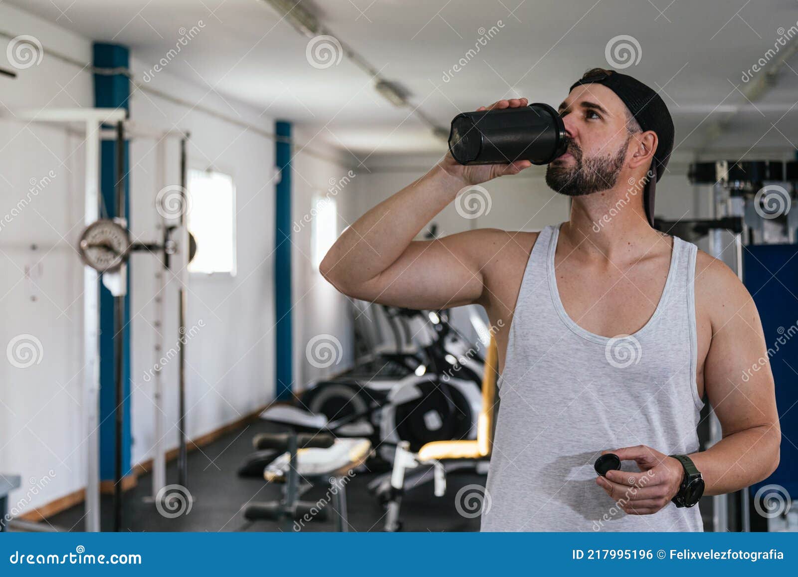 Male Athlete Drinking Protein Shake. Stock Photo - Image of nutritional ...