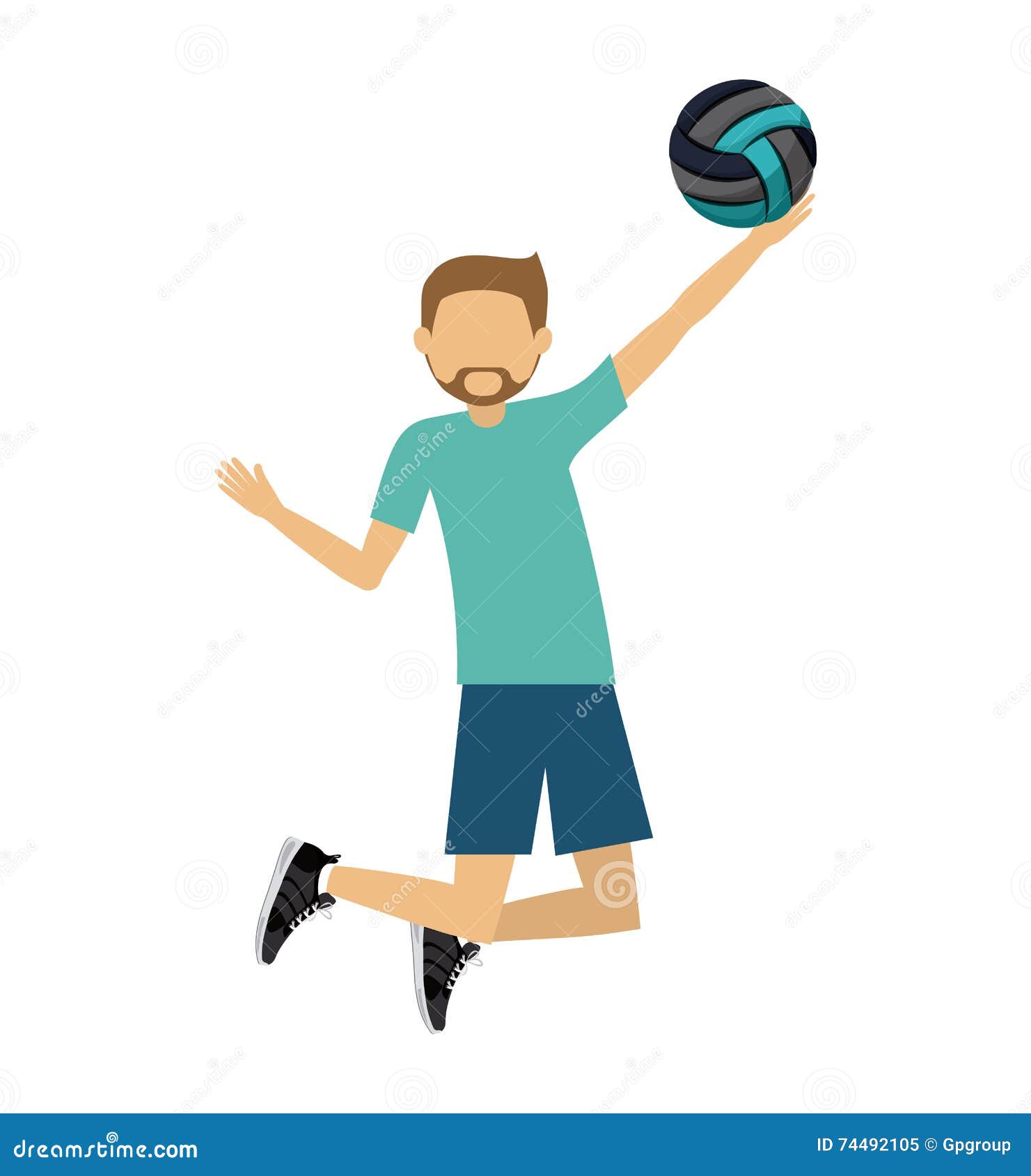 Male Athlete Practicing Volleyball Isolated Icon Design Stock Vector ...