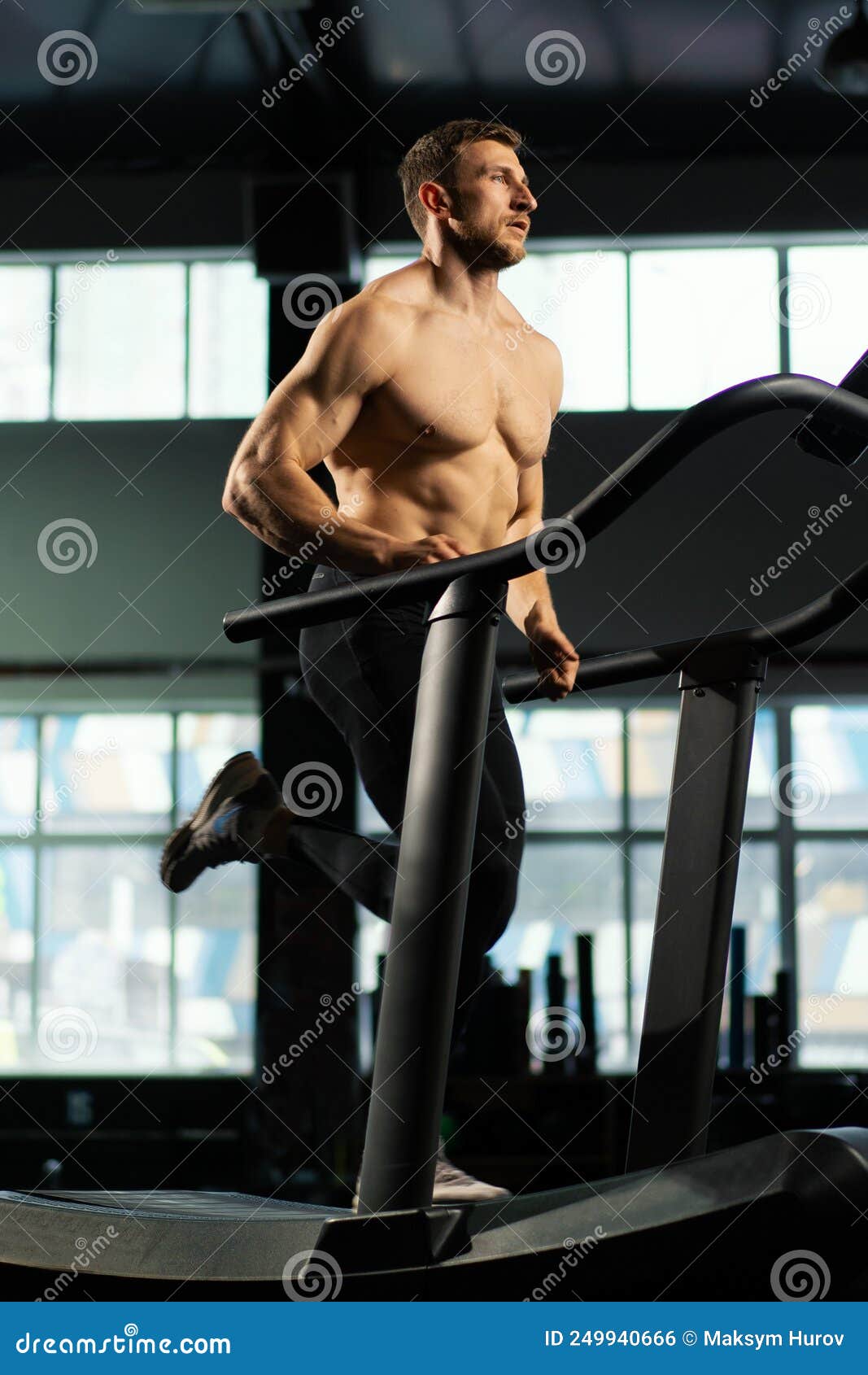 Male Athlete Running on a Treadmill Stock Photo - Image of healthy ...