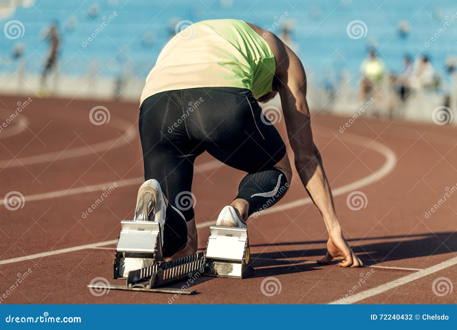 Male Athlete in Starting Blocks Editorial Photography - Image of runner ...