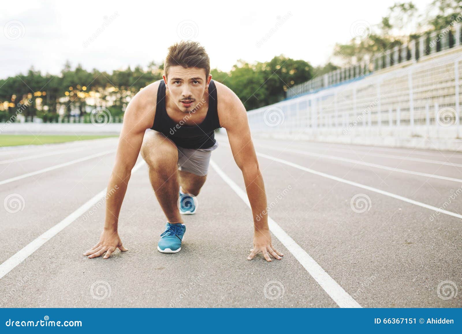 Male Athlete on Starting Position Stock Image - Image of race, activity ...