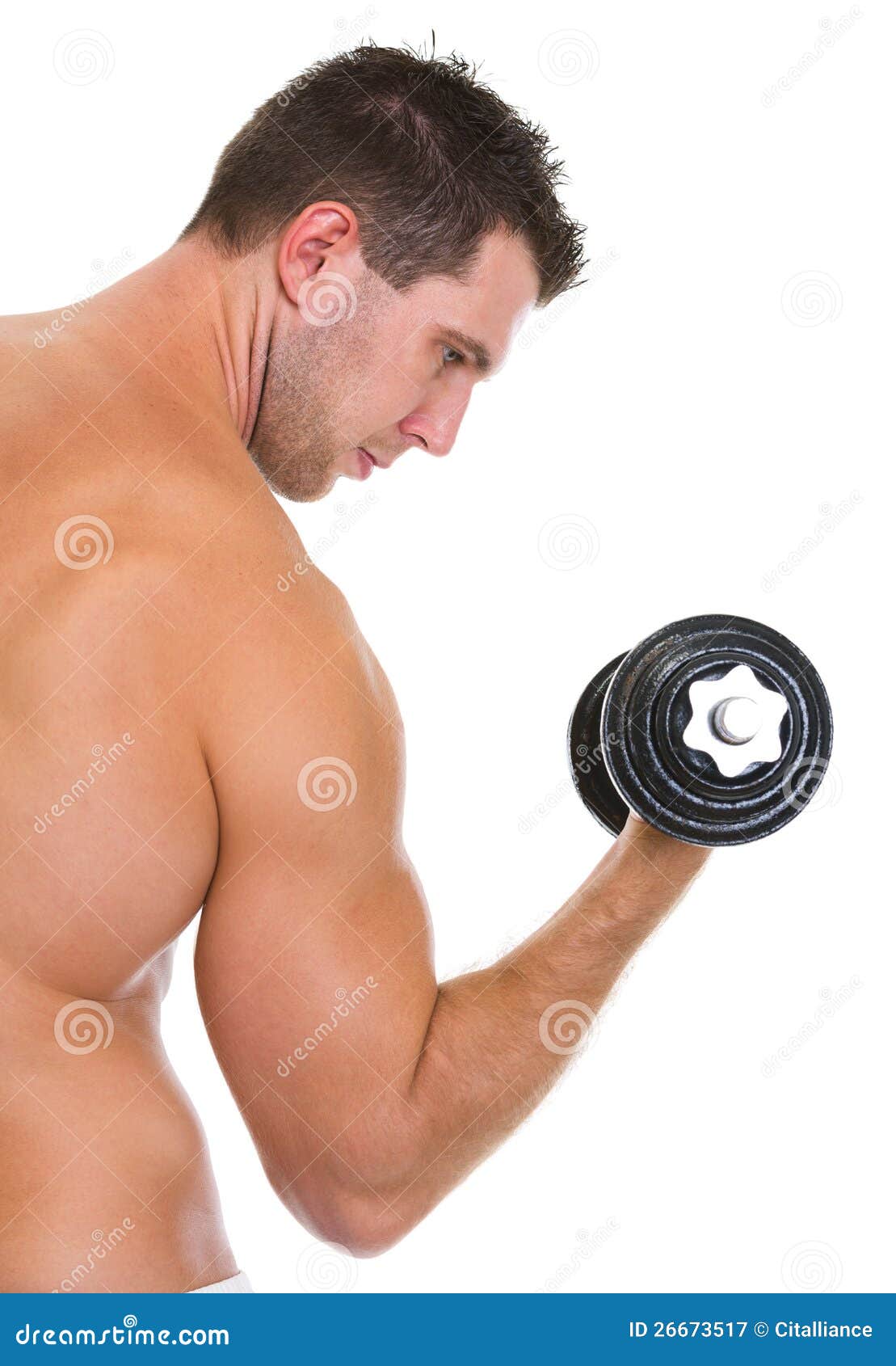 Strong Biceps. Athletic Body. Man Athlete Isolated White Background ...