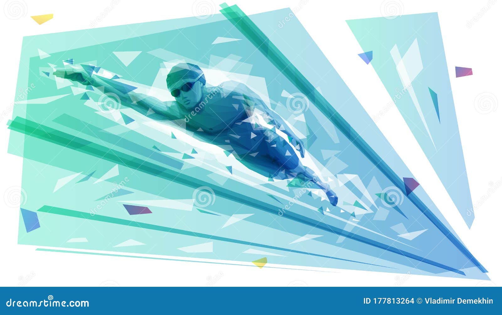 Male Athlete Swimming Backstroke at the Pool Stock Vector ...