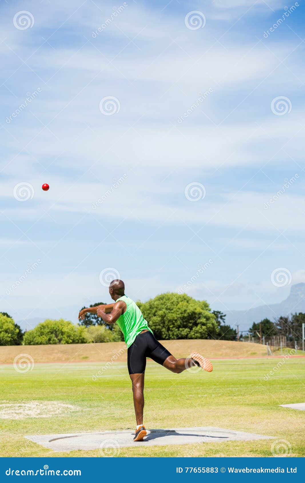 Male Athlete Throwing Shot Put Ball Stock Image - Image of ...