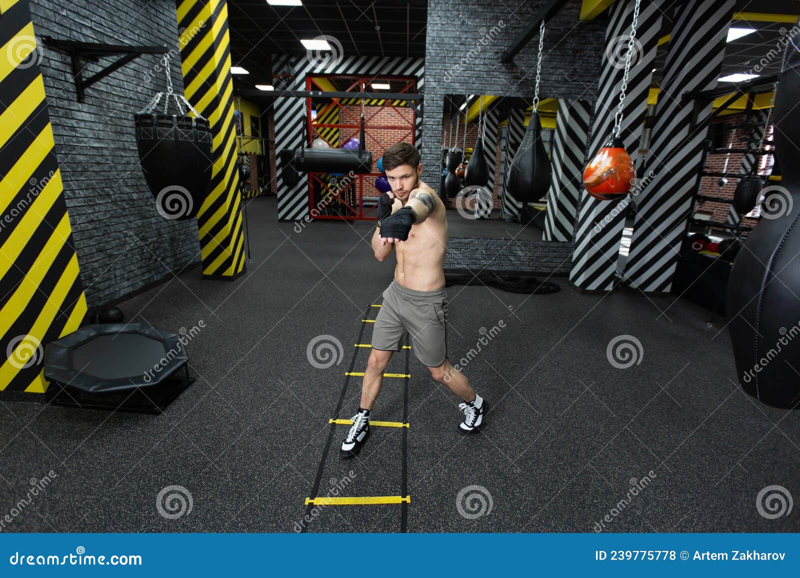 A Male Athlete Trains in the Gym Stock Photo - Image of ring, sport ...