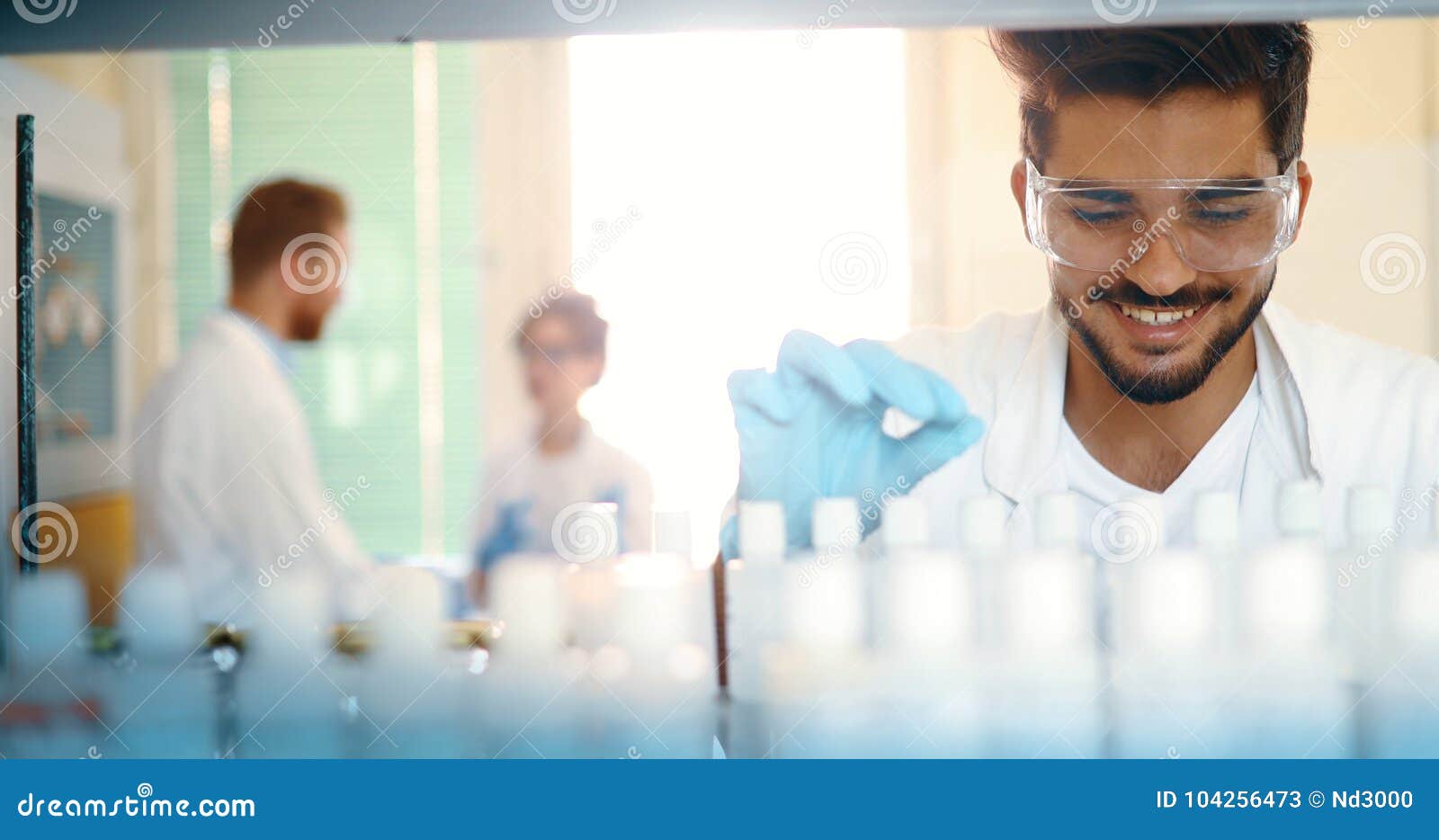Male Student of Chemistry Working in Laboratory Stock Image - Image of ...