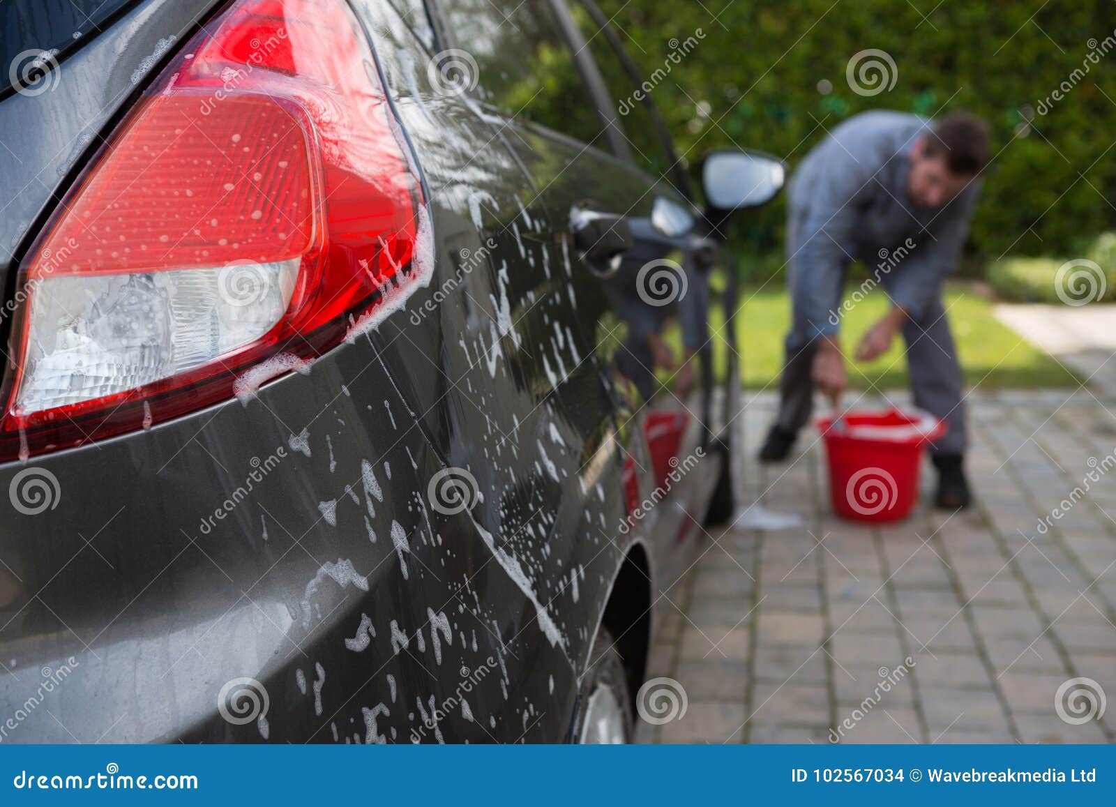 Auto Service Staff Washing a Car Stock Photo - Image of cleaning, auto ...