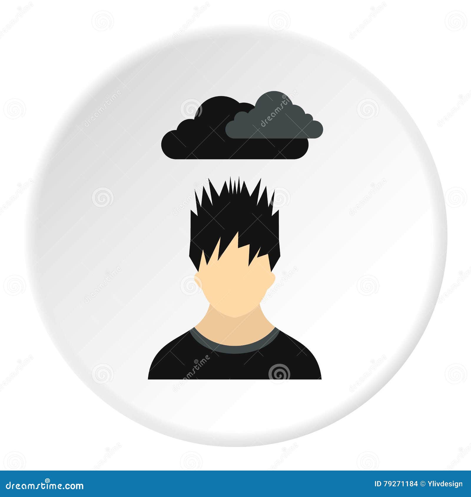 Male Avatar and Clouds Over Head Icon, Flat Style Stock Vector ...