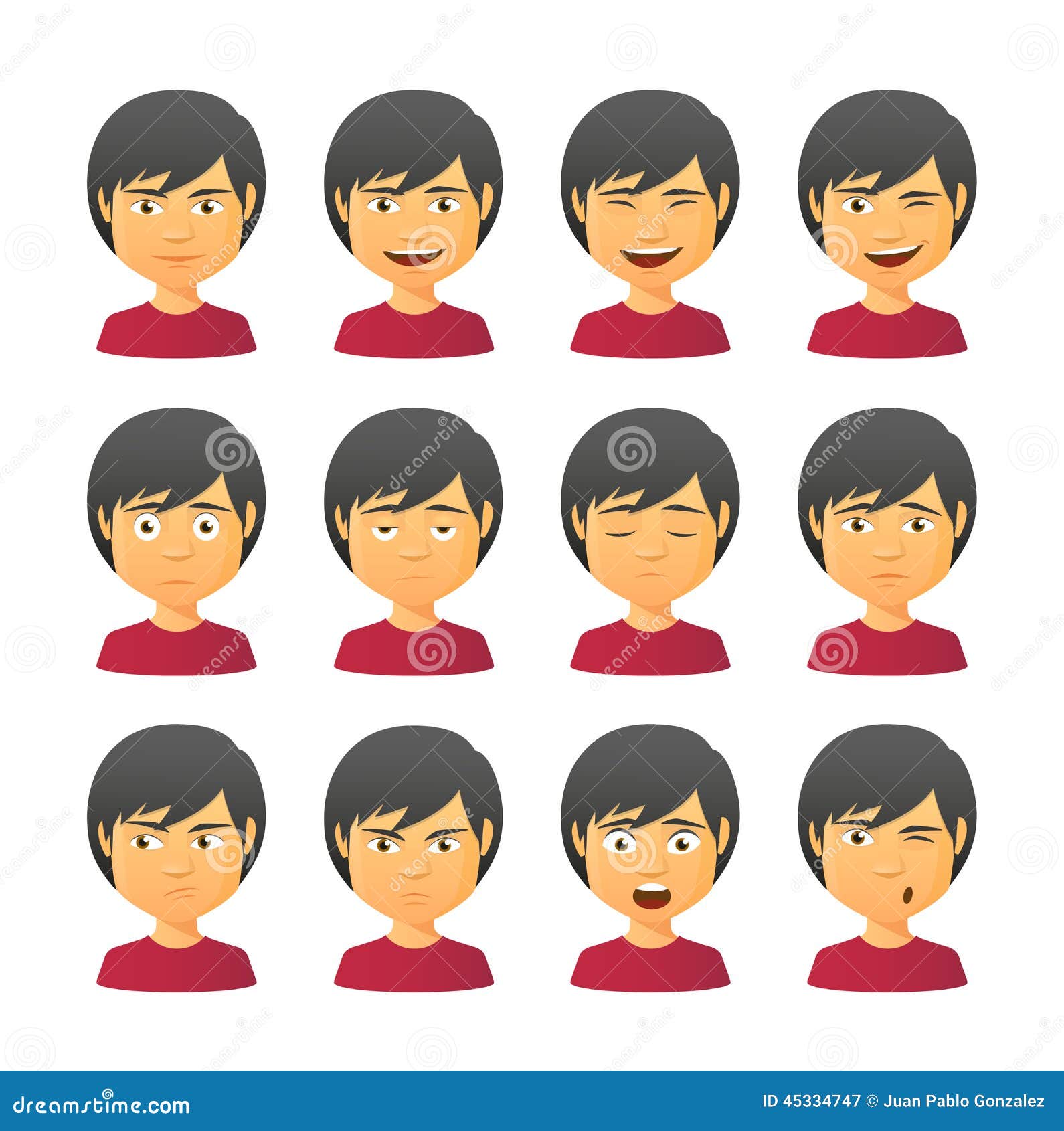 Male avatar expression set stock illustration. Illustration of humor ...