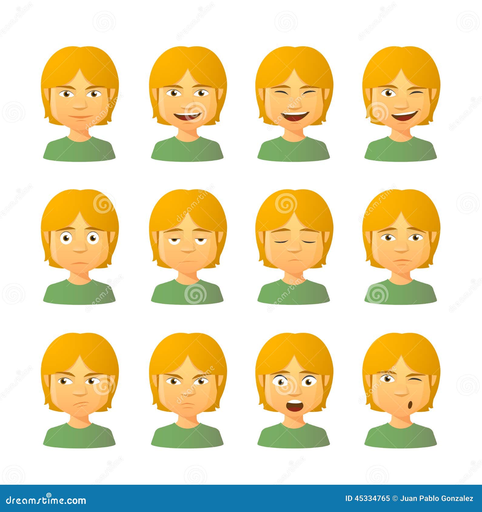 Male avatar expression set stock illustration. Illustration of cartoon ...