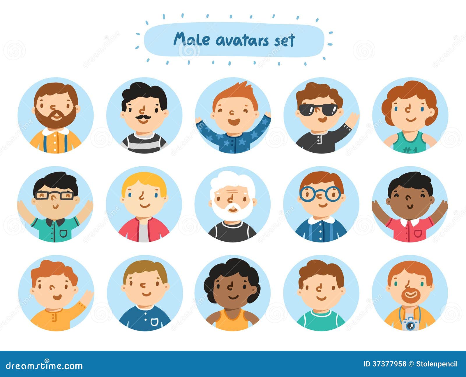 Male avatars stock vector. Illustration of nationalities - 37377958