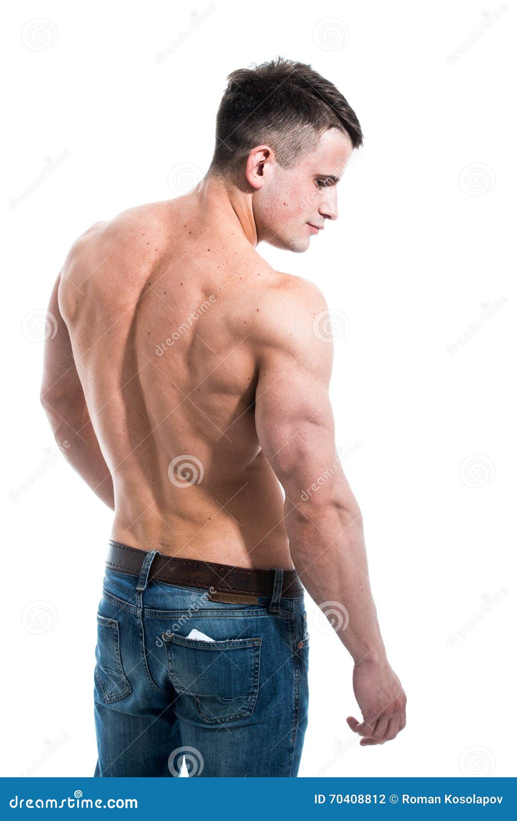 The Male Back Isolated on White Background. Stock Photo - Image of ...