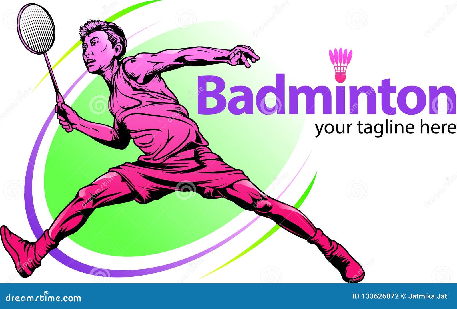 Male badminton player stock vector. Illustration of athlete - 133626872