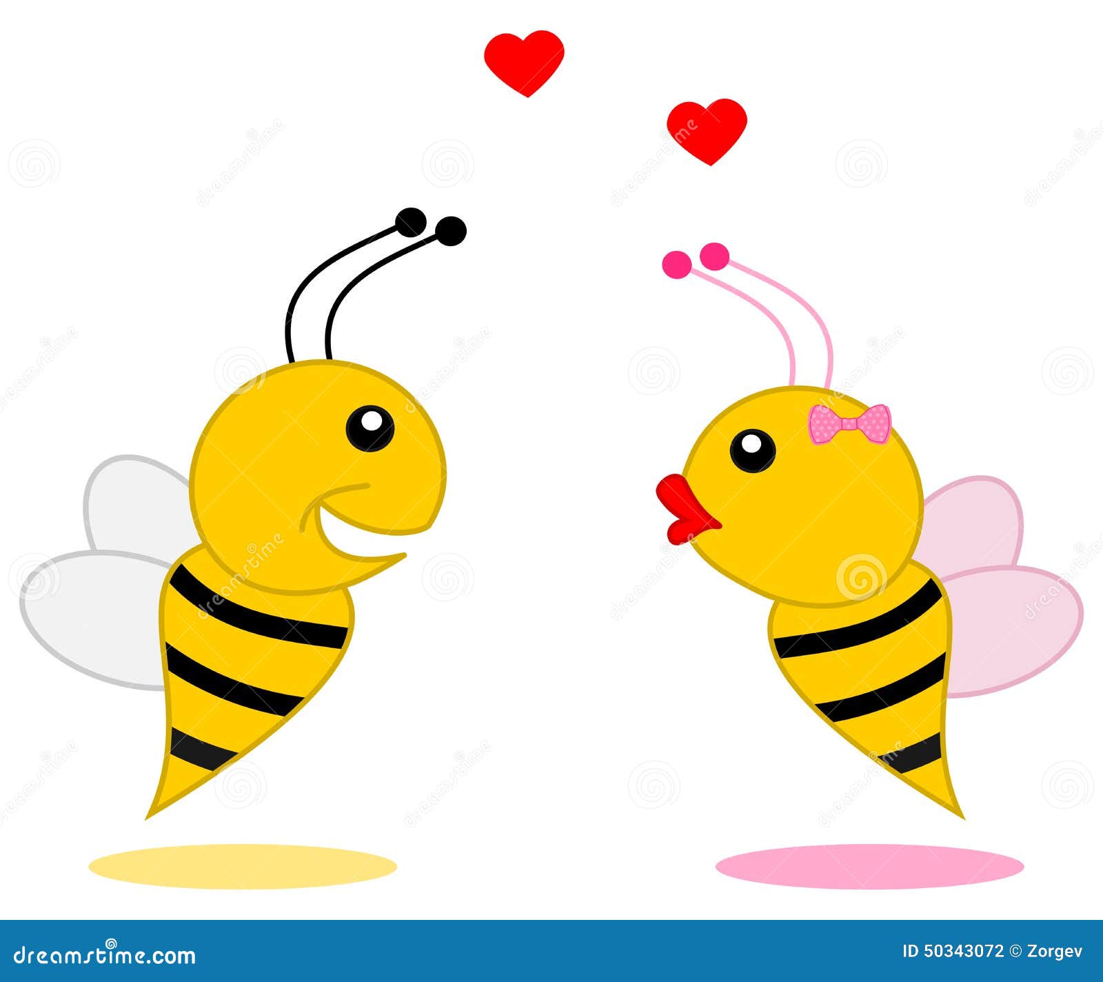 Cute Flying Bee With Pink Love Heart Vector Illustration ...