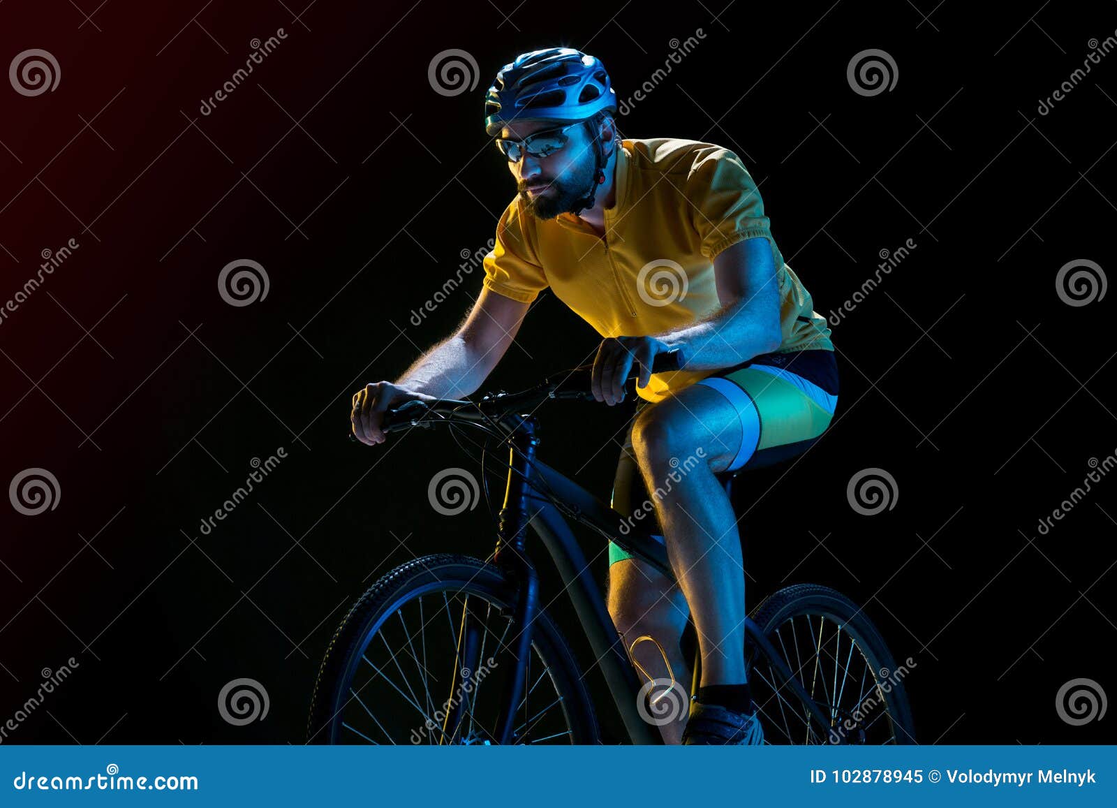 The Bicyclist on Black, Studio Shot. Stock Image - Image of competition ...