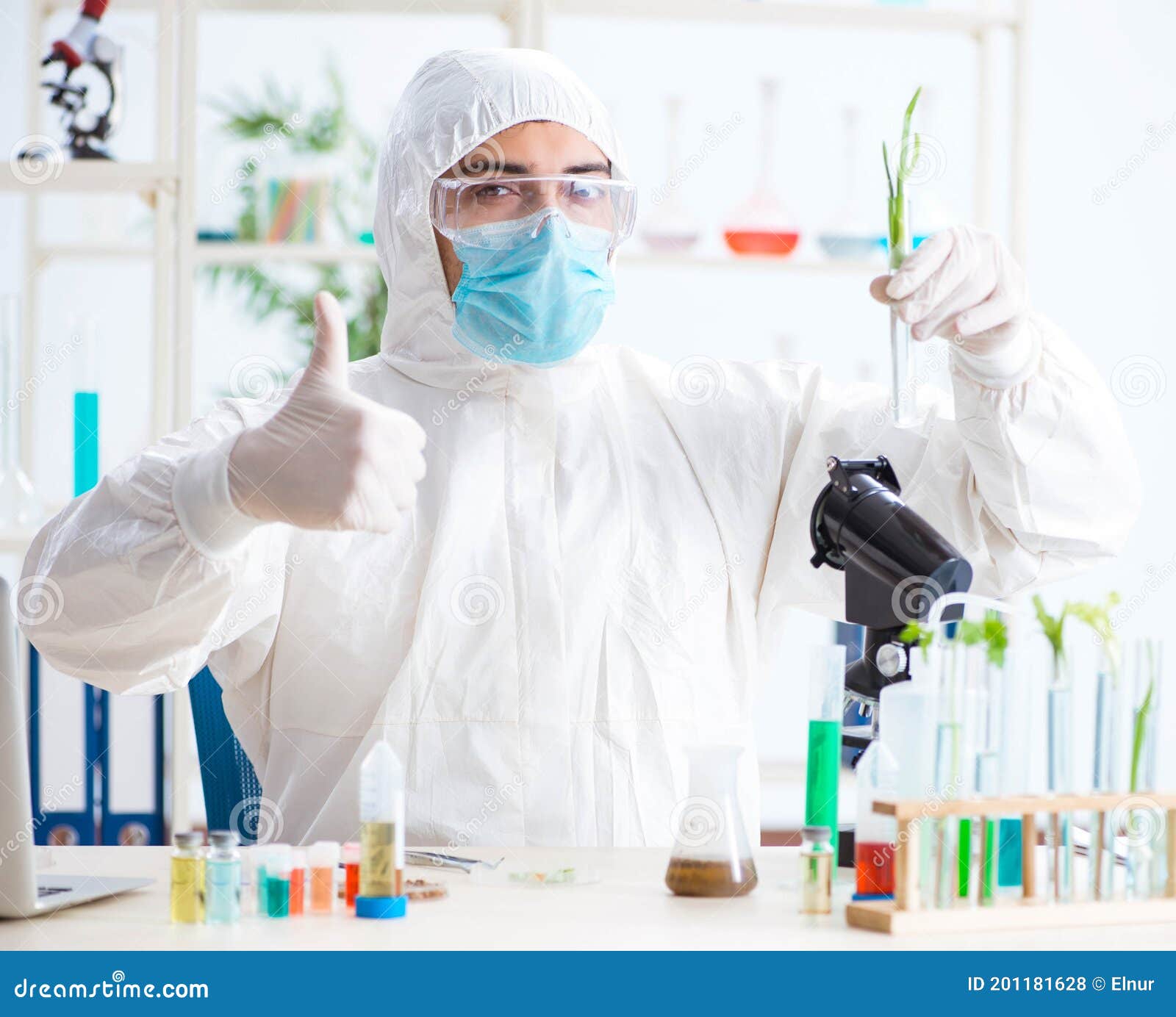 Male Biochemist Working in the Lab on Plants Stock Photo - Image of ...