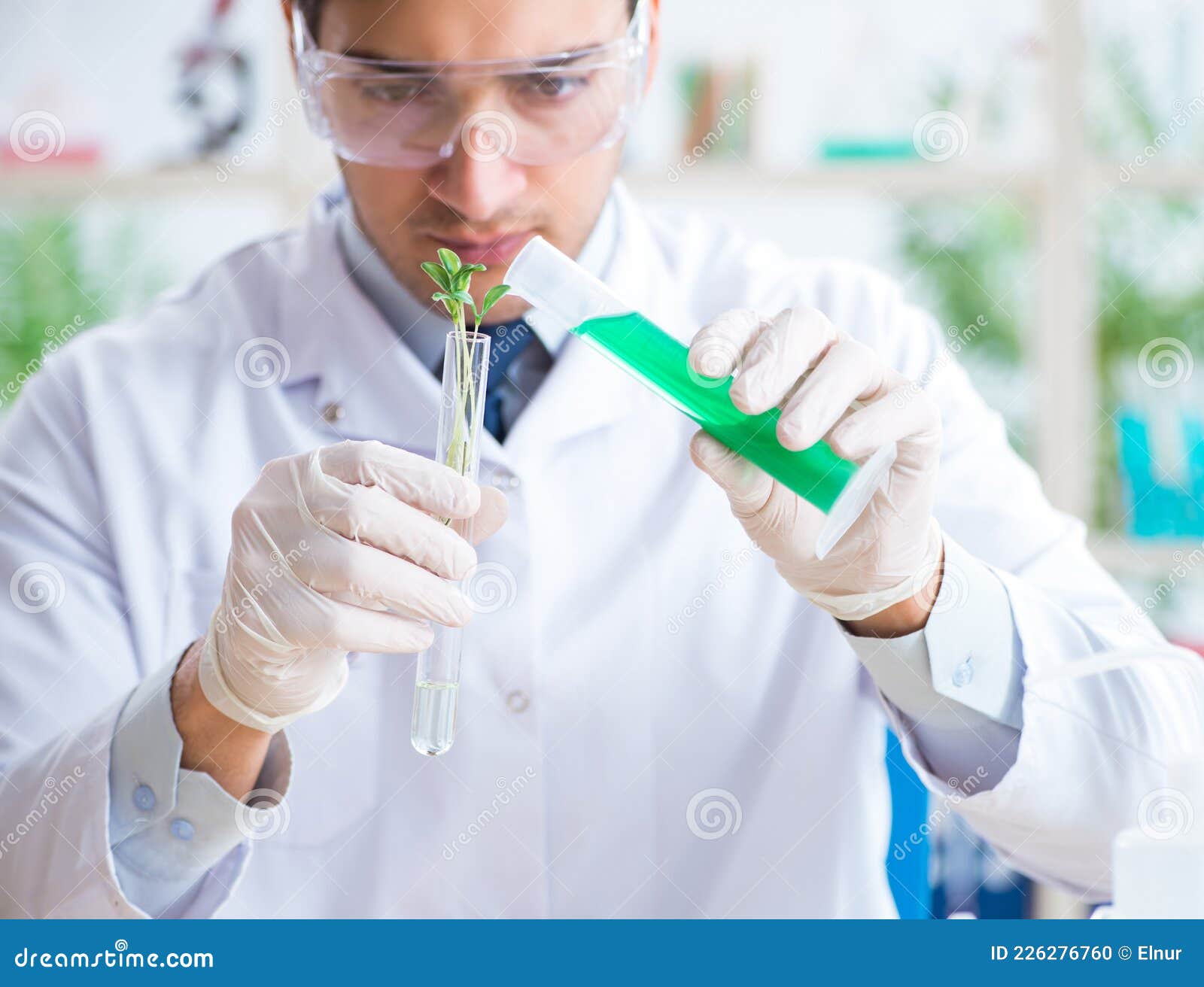 Male Biochemist Working in the Lab on Plants Stock Photo - Image of ...
