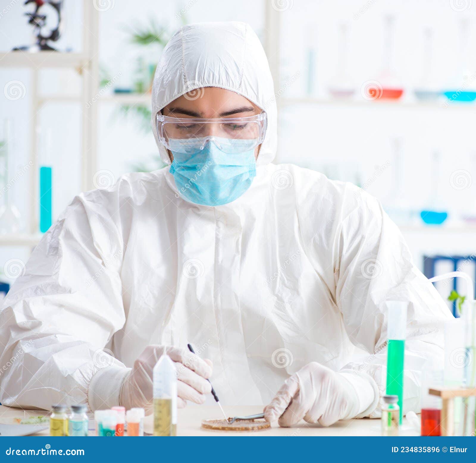 Male Biochemist Working in the Lab on Plants Stock Photo - Image of ...