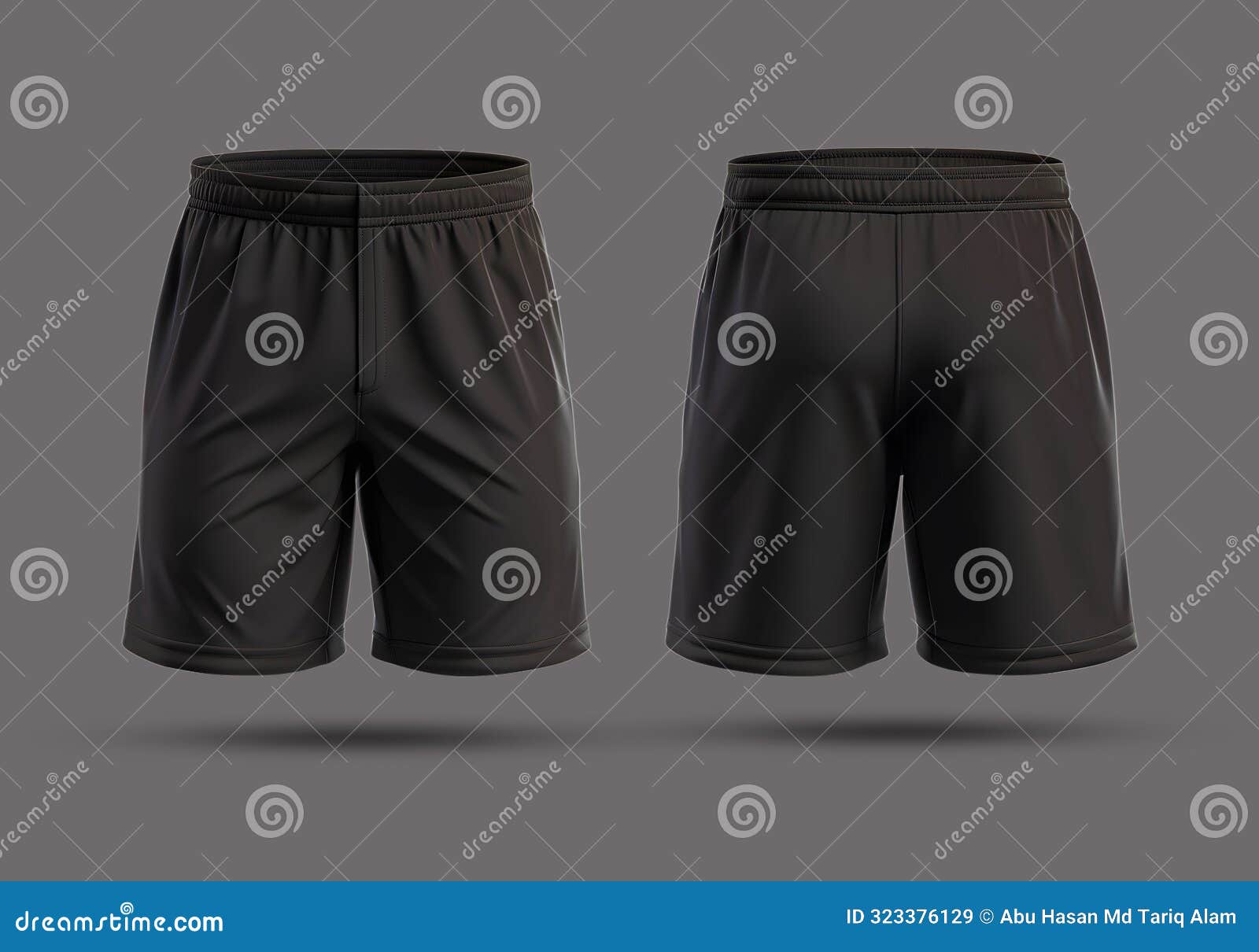 A Male Black Shorts Mockup, Front and Back View Stock Illustration ...
