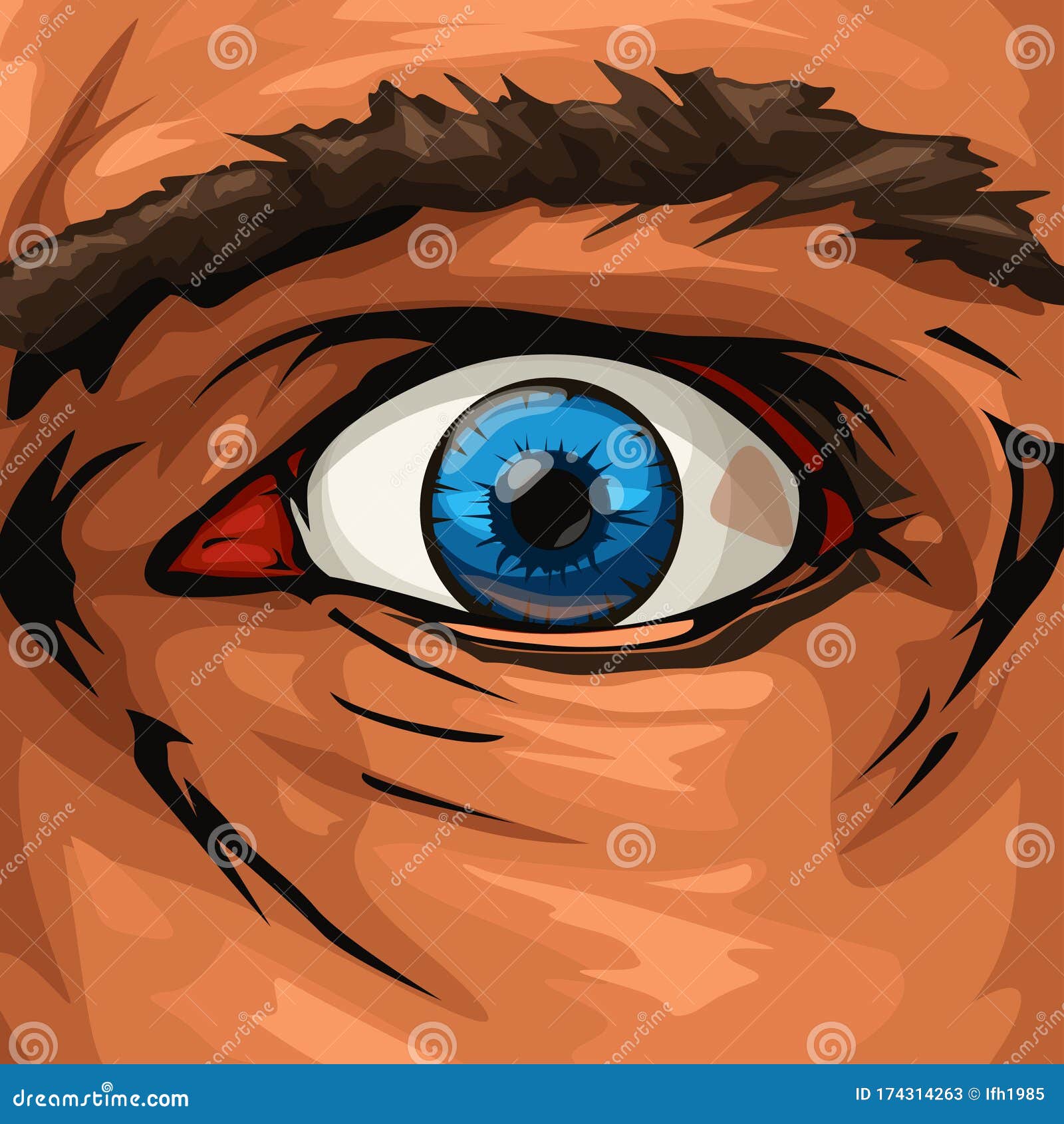 Male blue eye comics style stock vector. Illustration of eyebrow ...