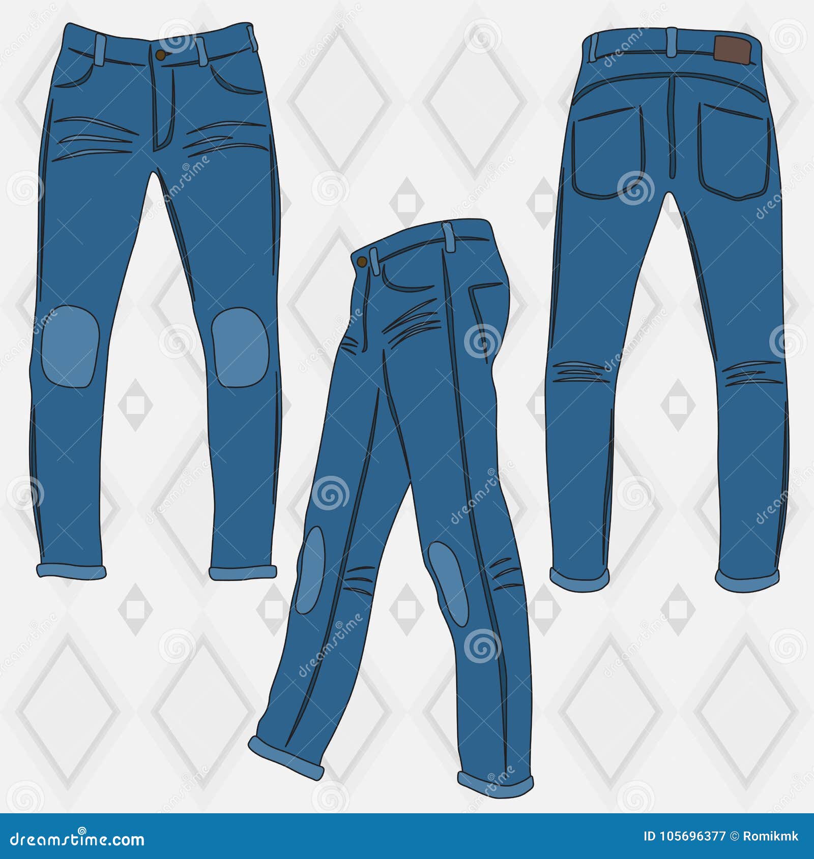 Male blue jeans stock illustration. Illustration of male - 105696377