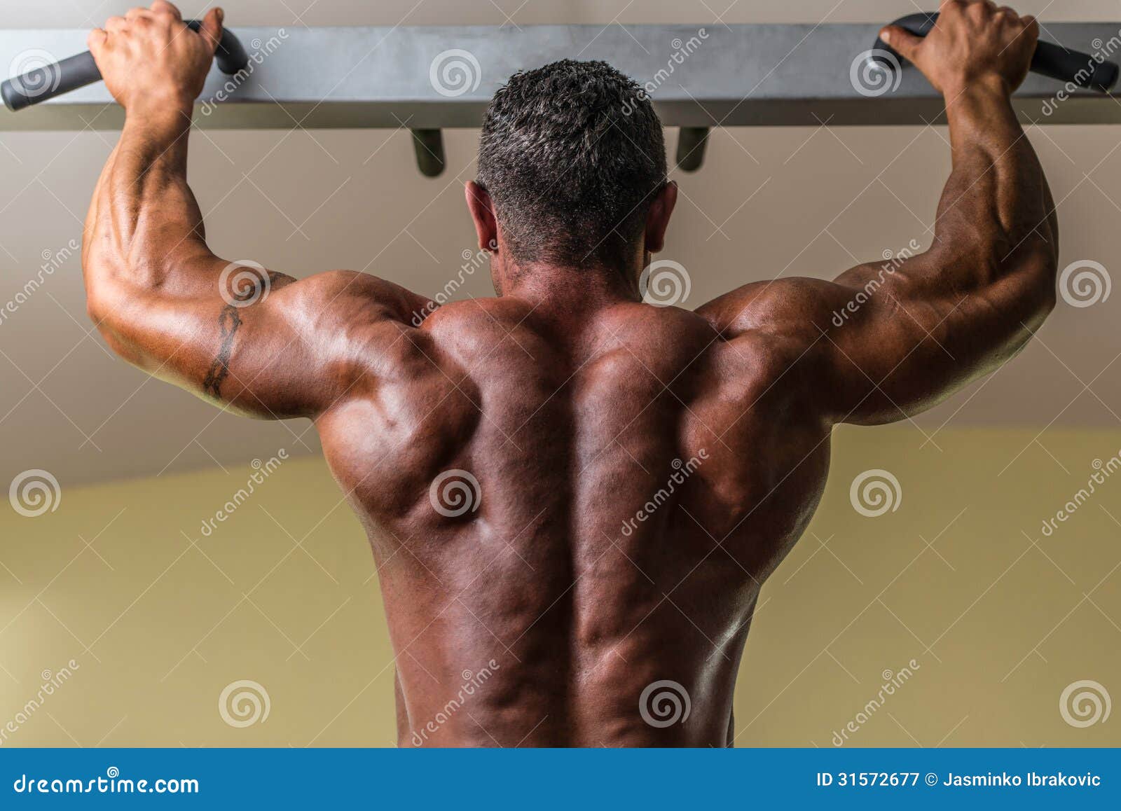 Male Bodybuilder Doing Heavy Weight Exercise for Back Stock Image ...