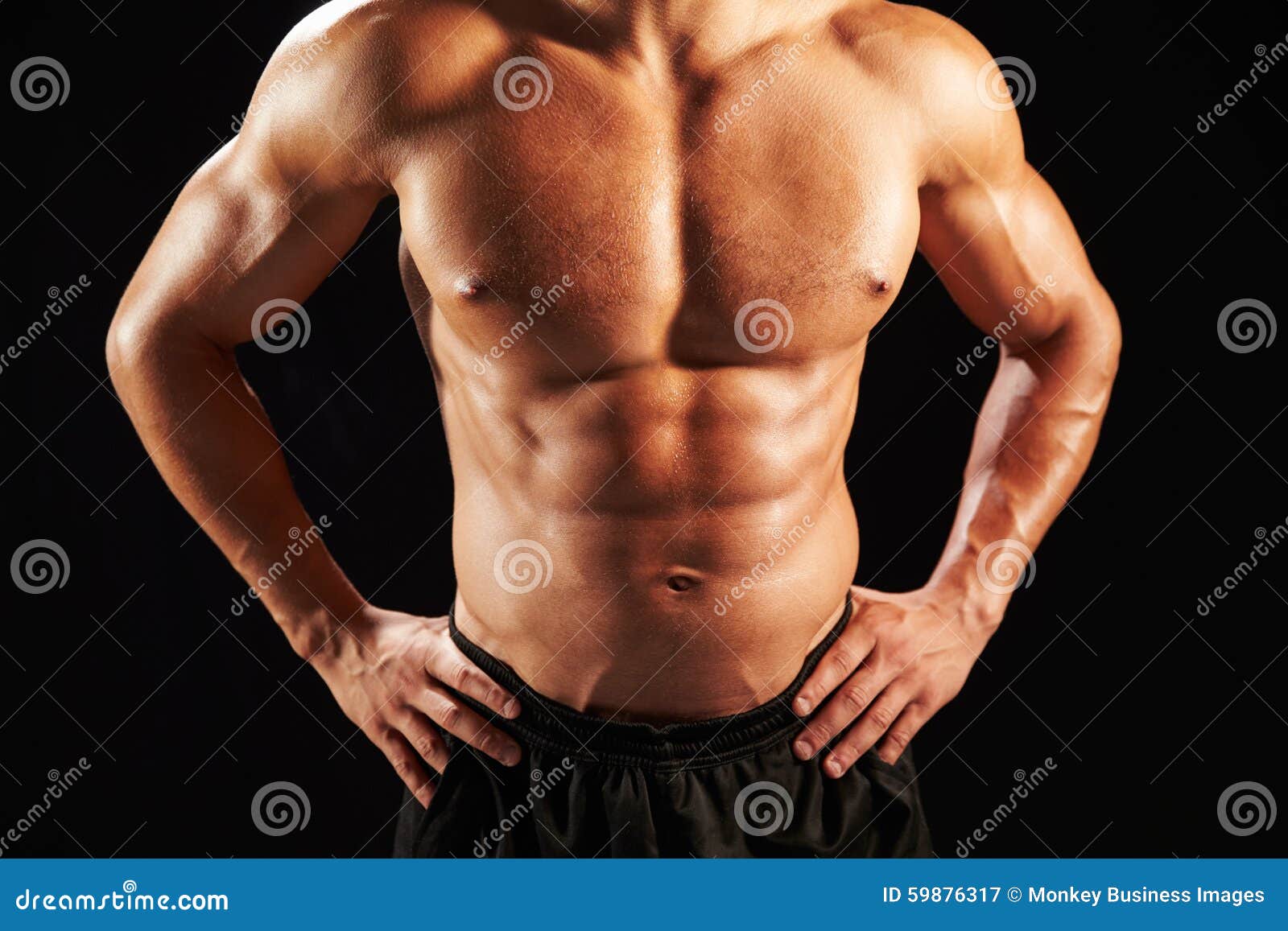 Male Bodybuilder Torso, Front View, Crop Stock Image - Image of ...