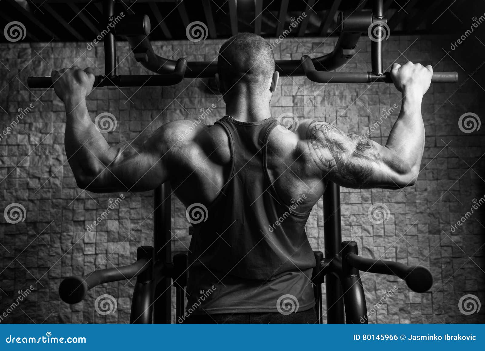 Male Bodybuilding Athlete Doing Pull Ups Stock Photo - Image of ...