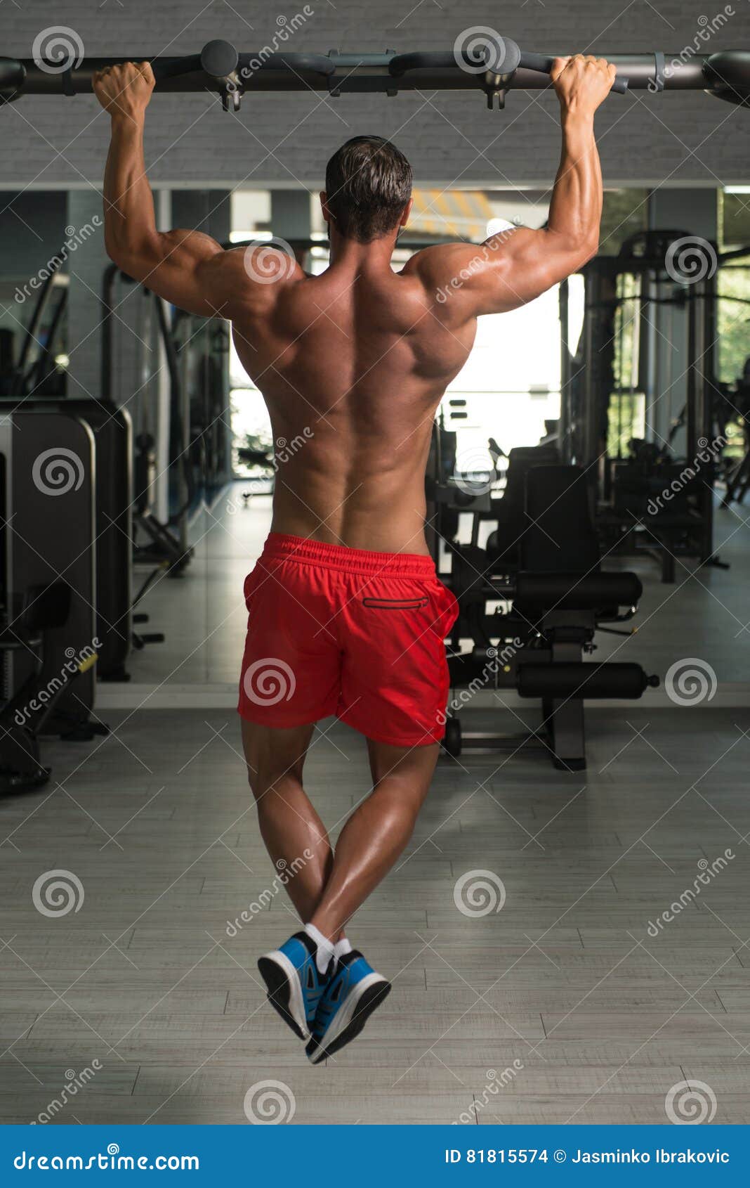 Male Bodybuilding Athlete Doing Pull Ups Stock Photo - Image of body ...