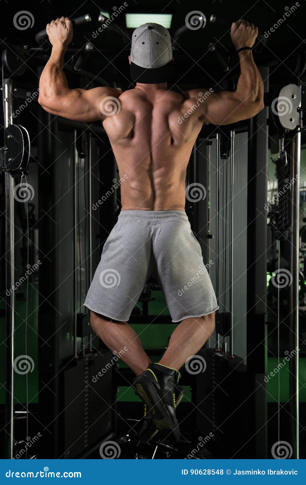 Male Bodybuilding Athlete Doing Pull Ups Stock Photo - Image of ...