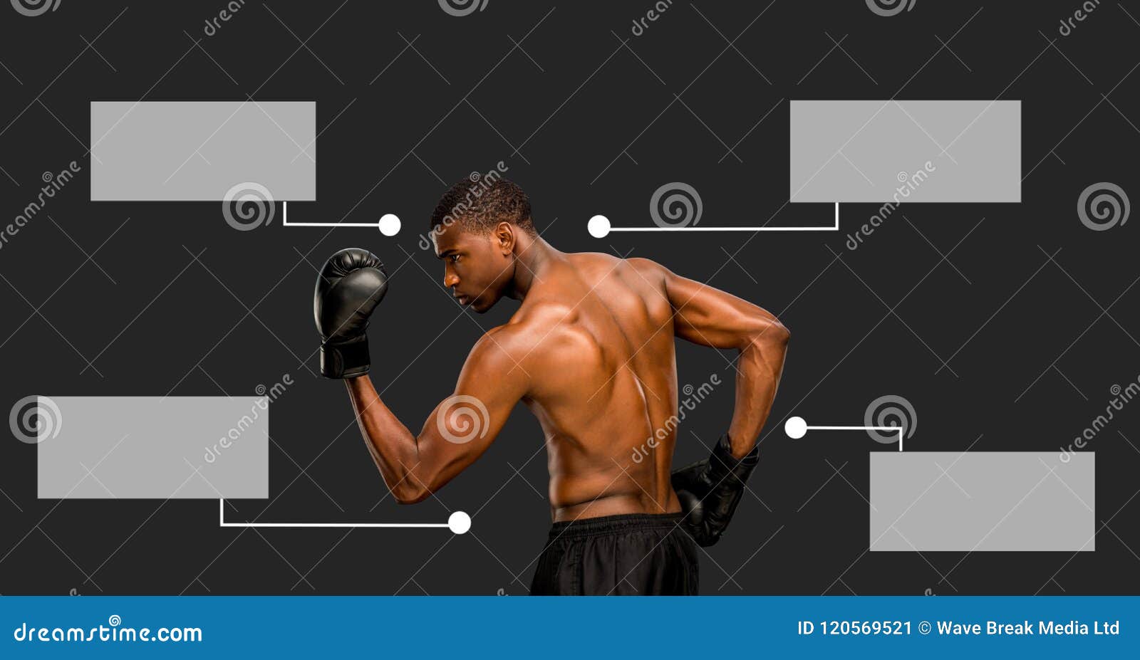 Male Boxer with Blank Infographic Chart Panels Stock Image - Image of ...