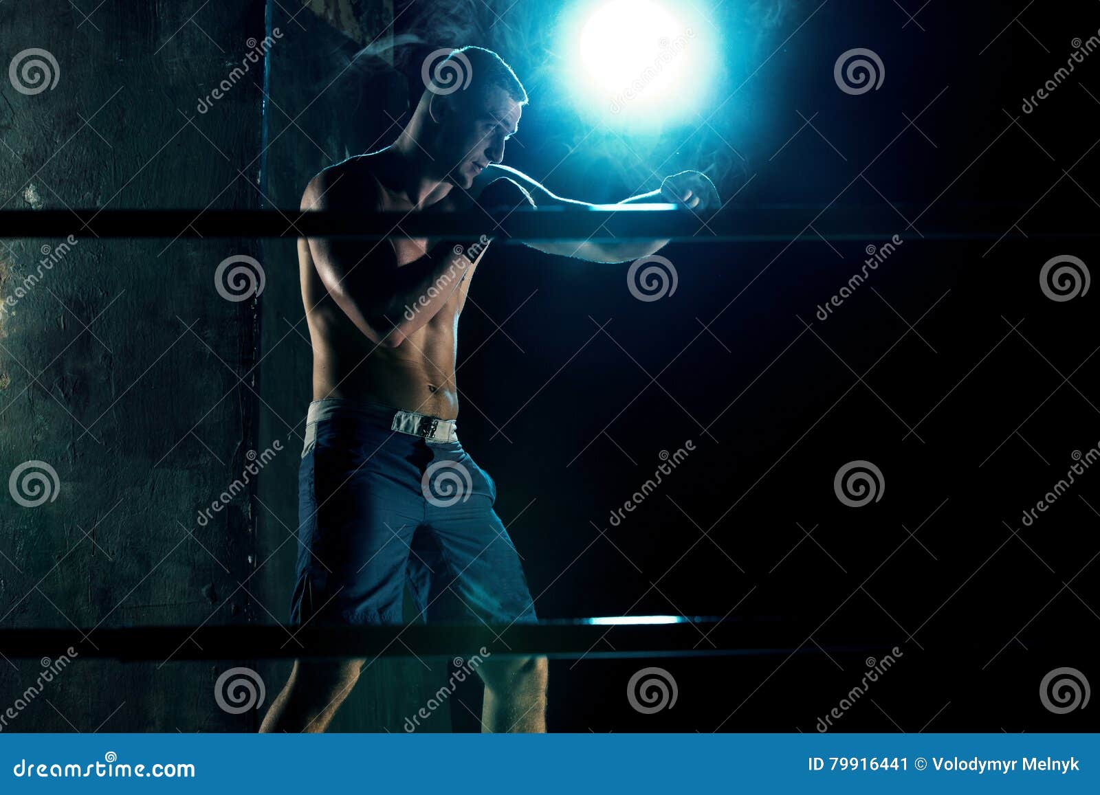 Male Boxer Boxing in a Dark Studio Stock Image - Image of athlete ...