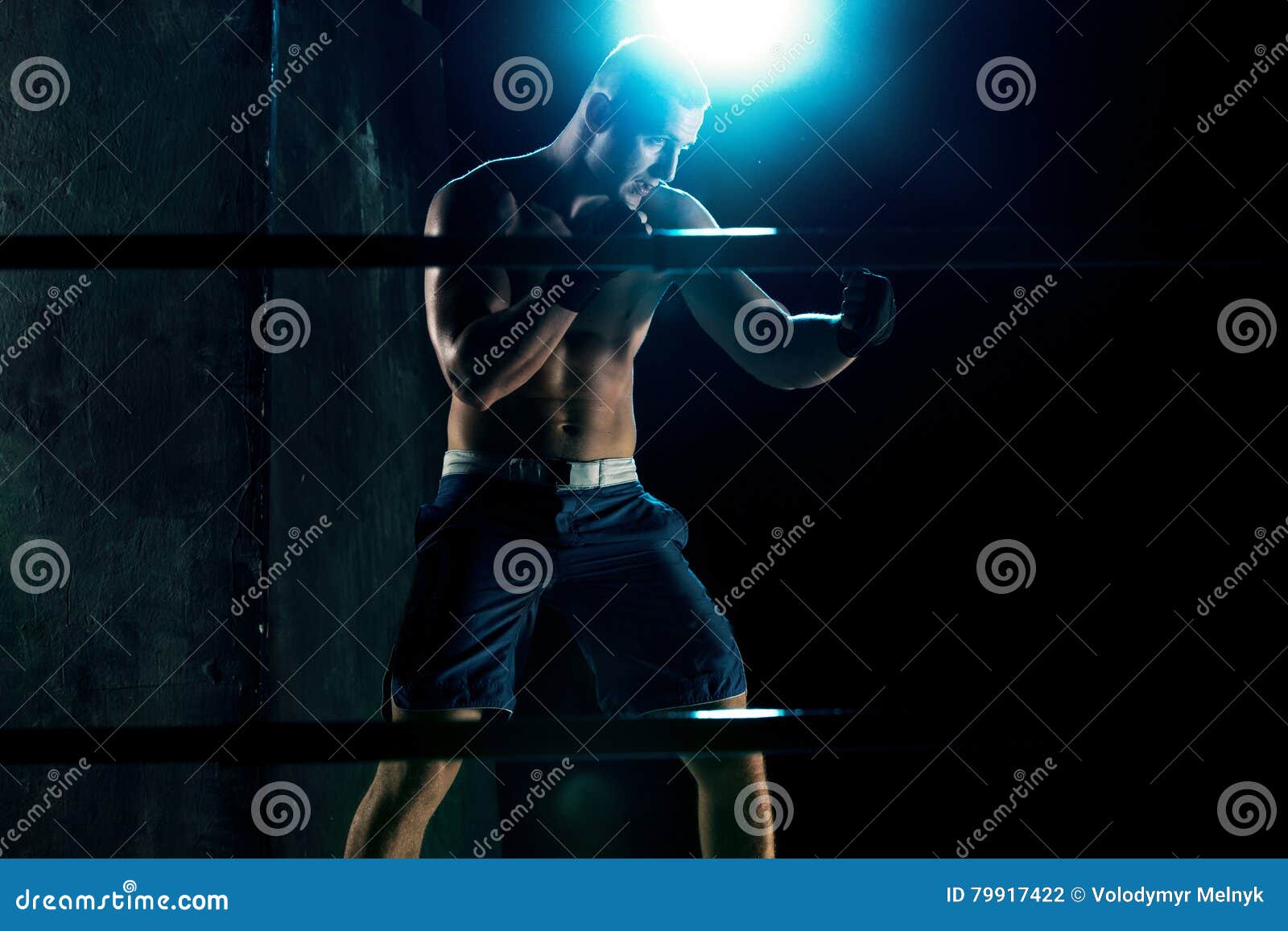Male Boxer Boxing in a Dark Studio Stock Photo - Image of athlete ...