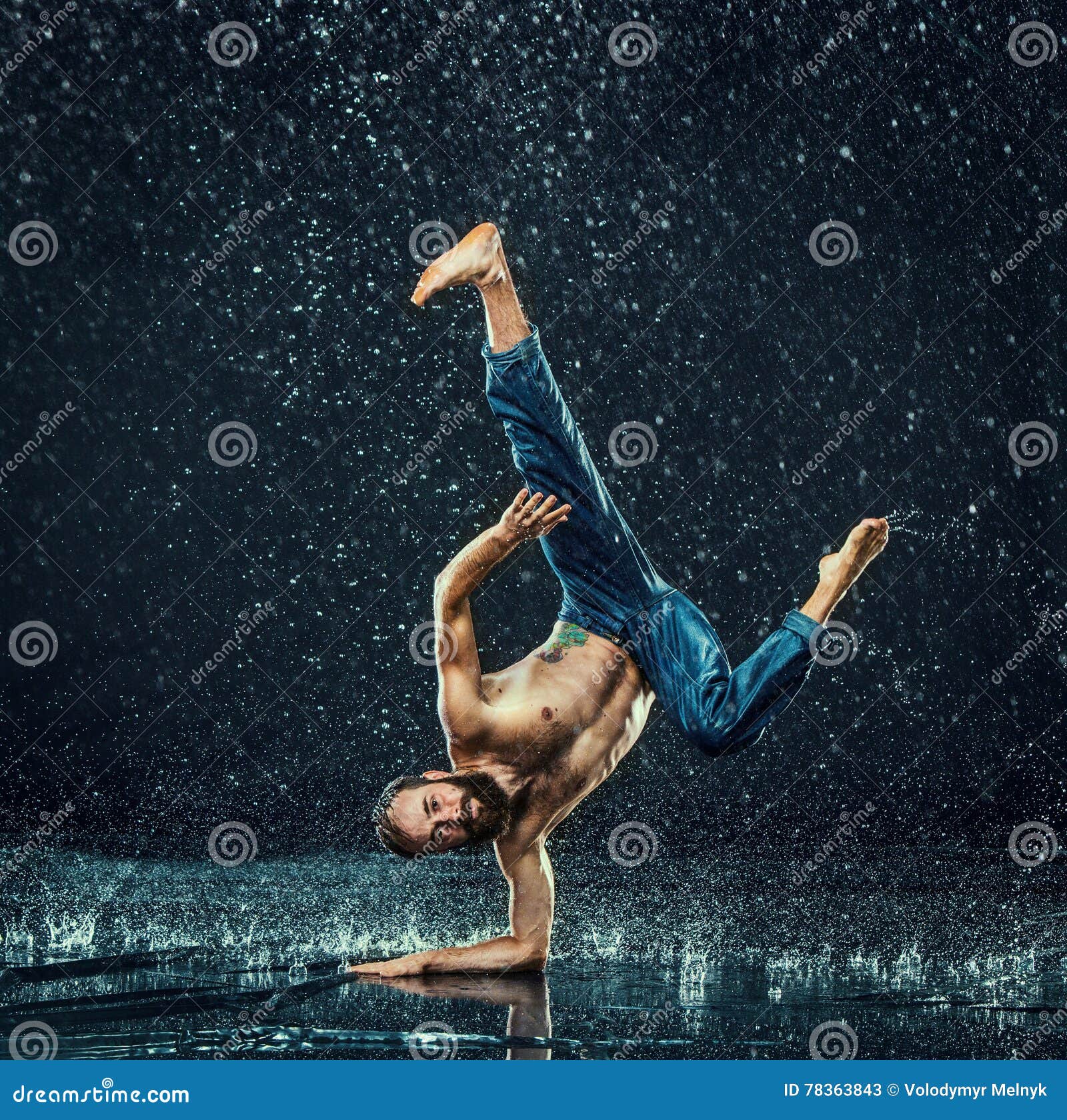 The Male Break Dancer in Water. Stock Image - Image of freestiler ...